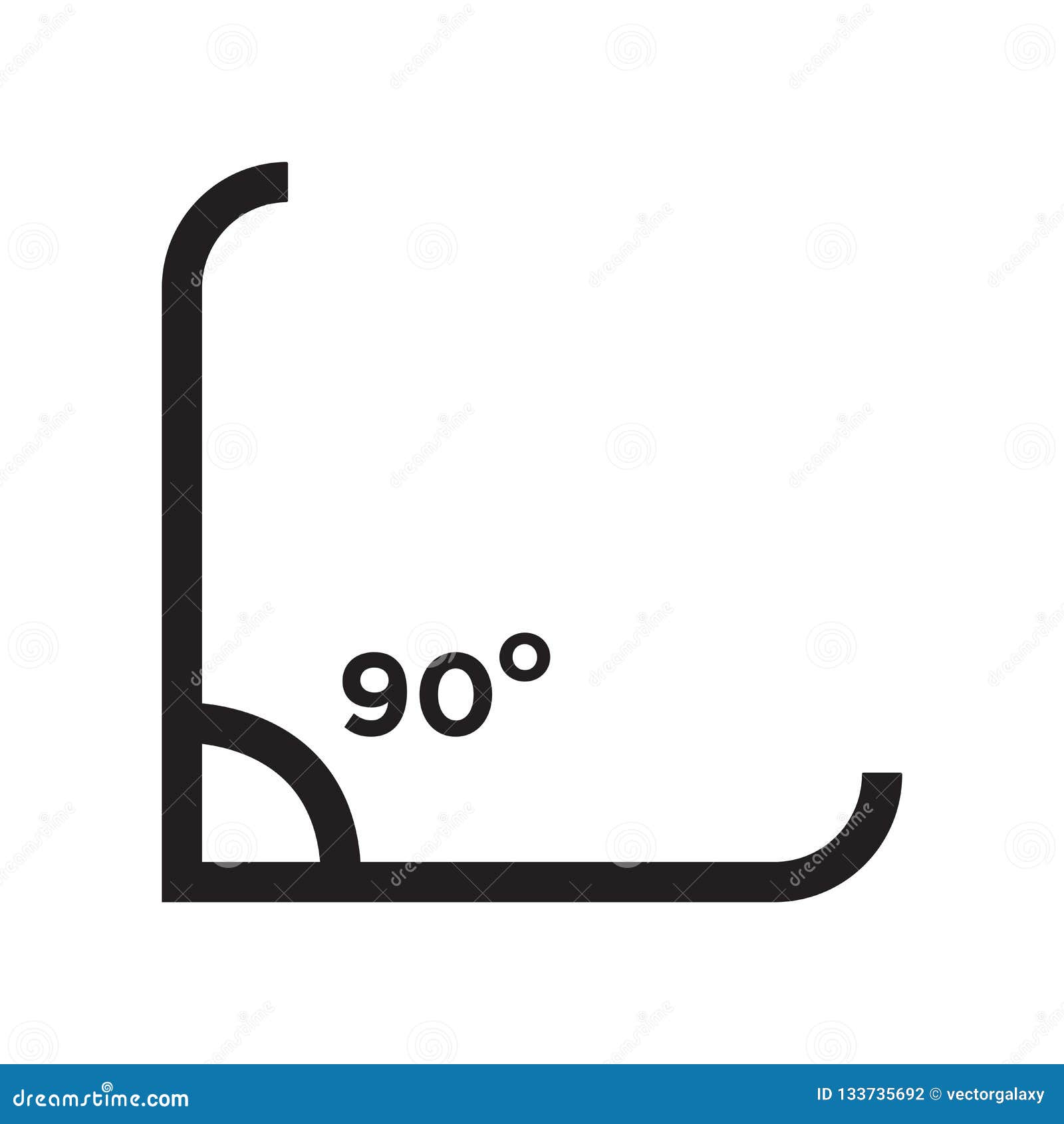 Right Angle of 90 Degrees Icon Vector Sign and Symbol Isolated on White ...