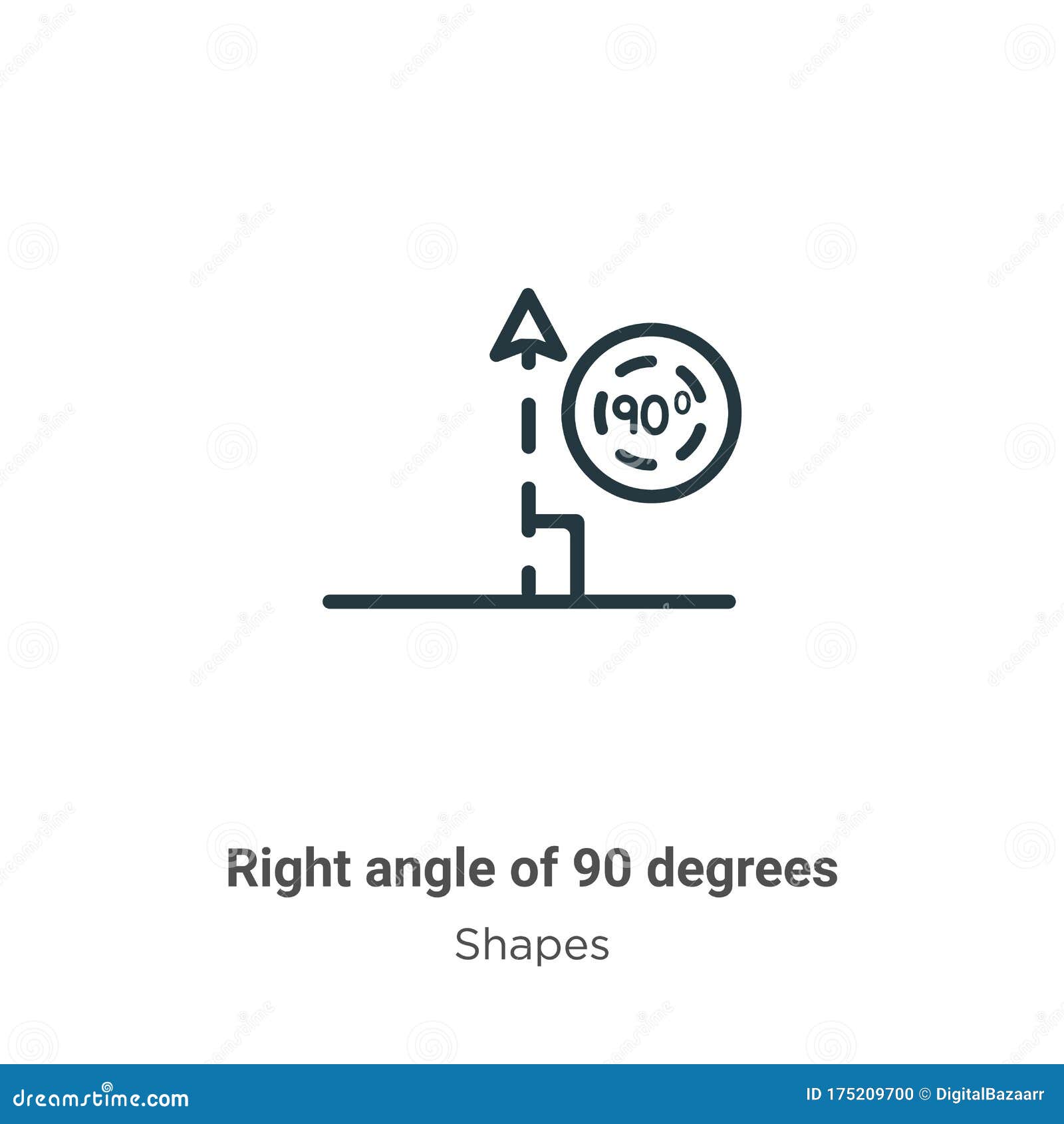 Right Angle of 90 Degrees Outline Vector Icon. Thin Line Black Right ...