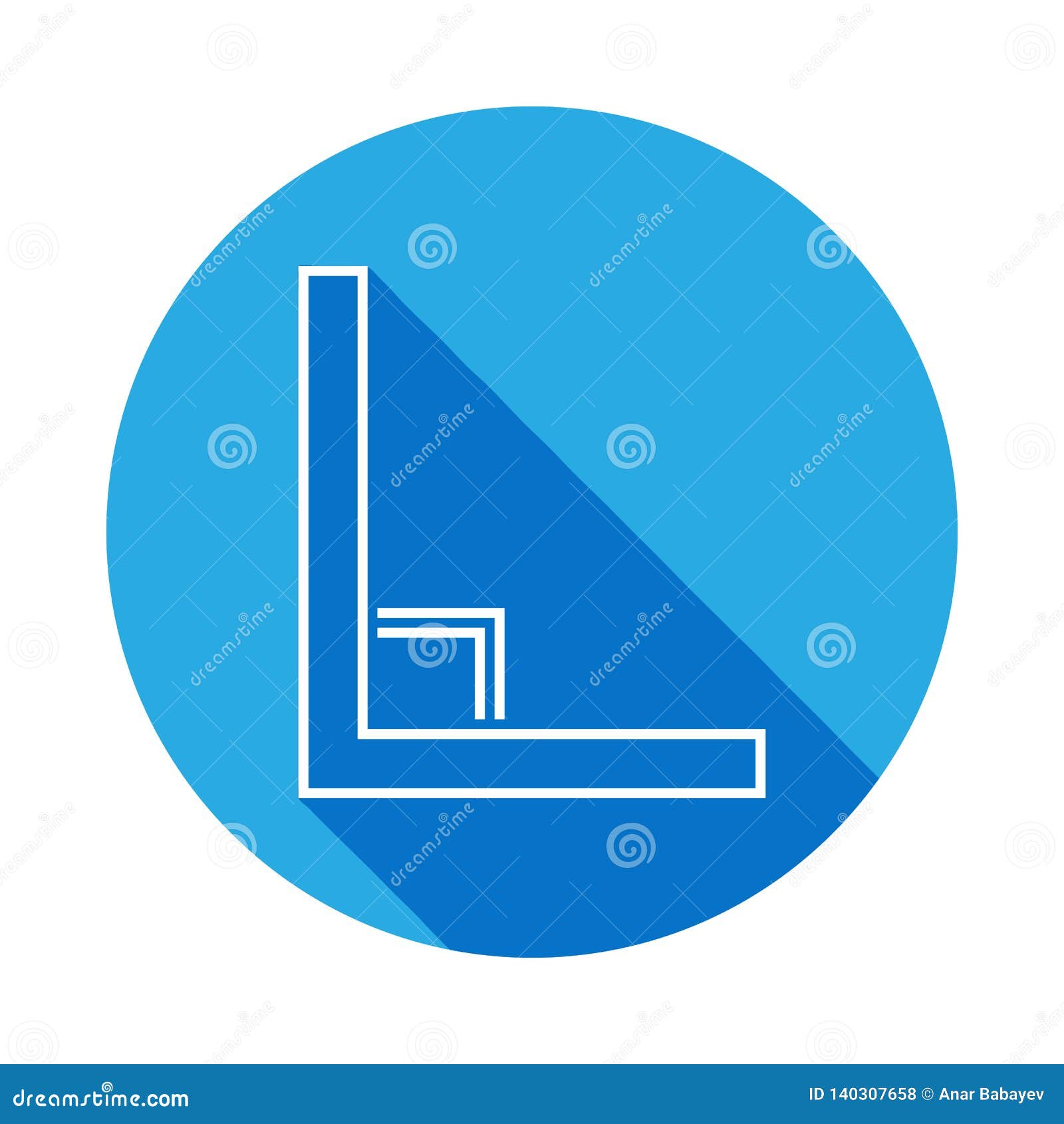 Right Angle Icon with Long Shadow. Thin Line Icon for Website Design ...
