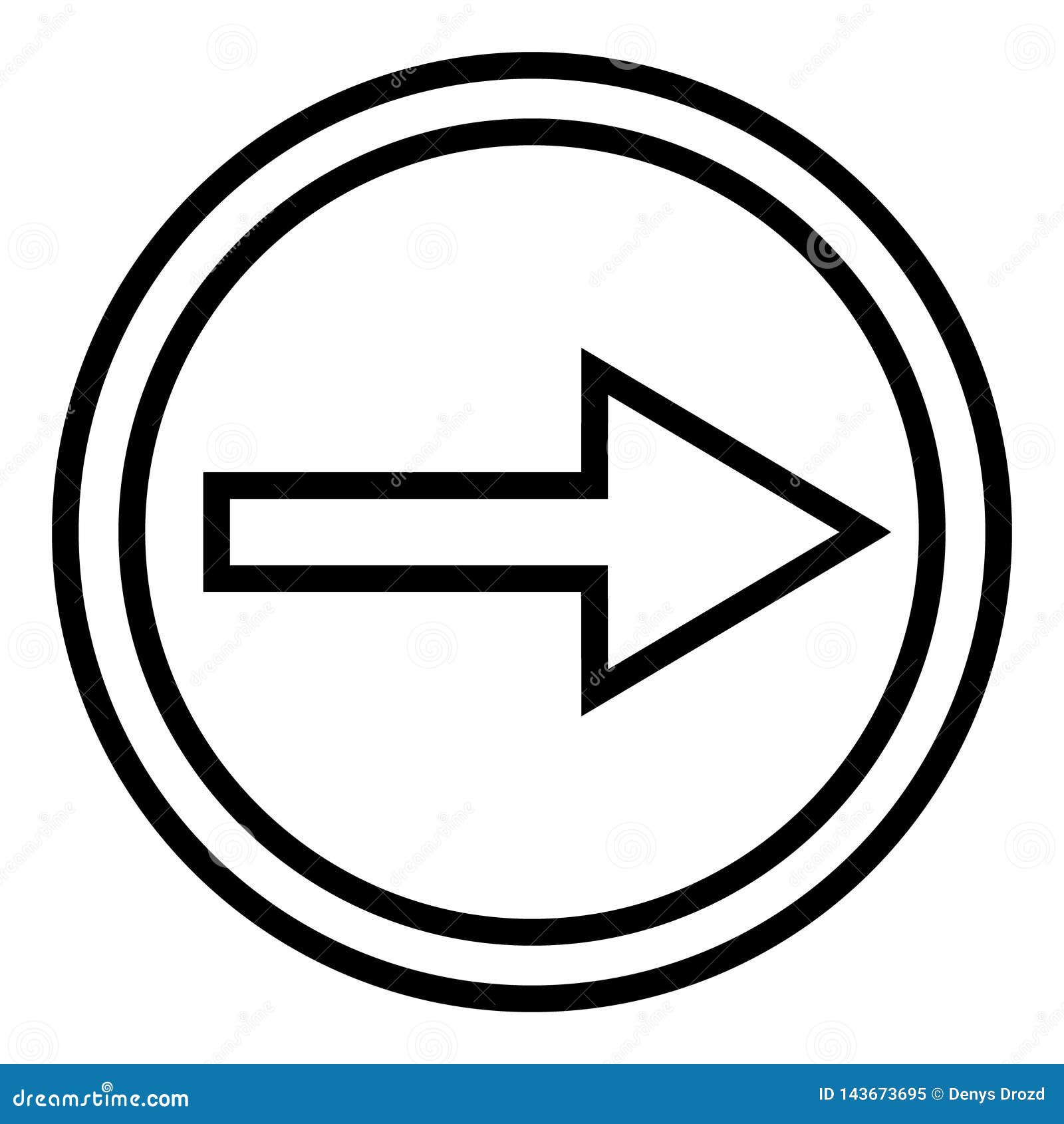 Right Arrow In The Circle Linear Icon Stock Vector Illustration Of Plain Navigation 143673695