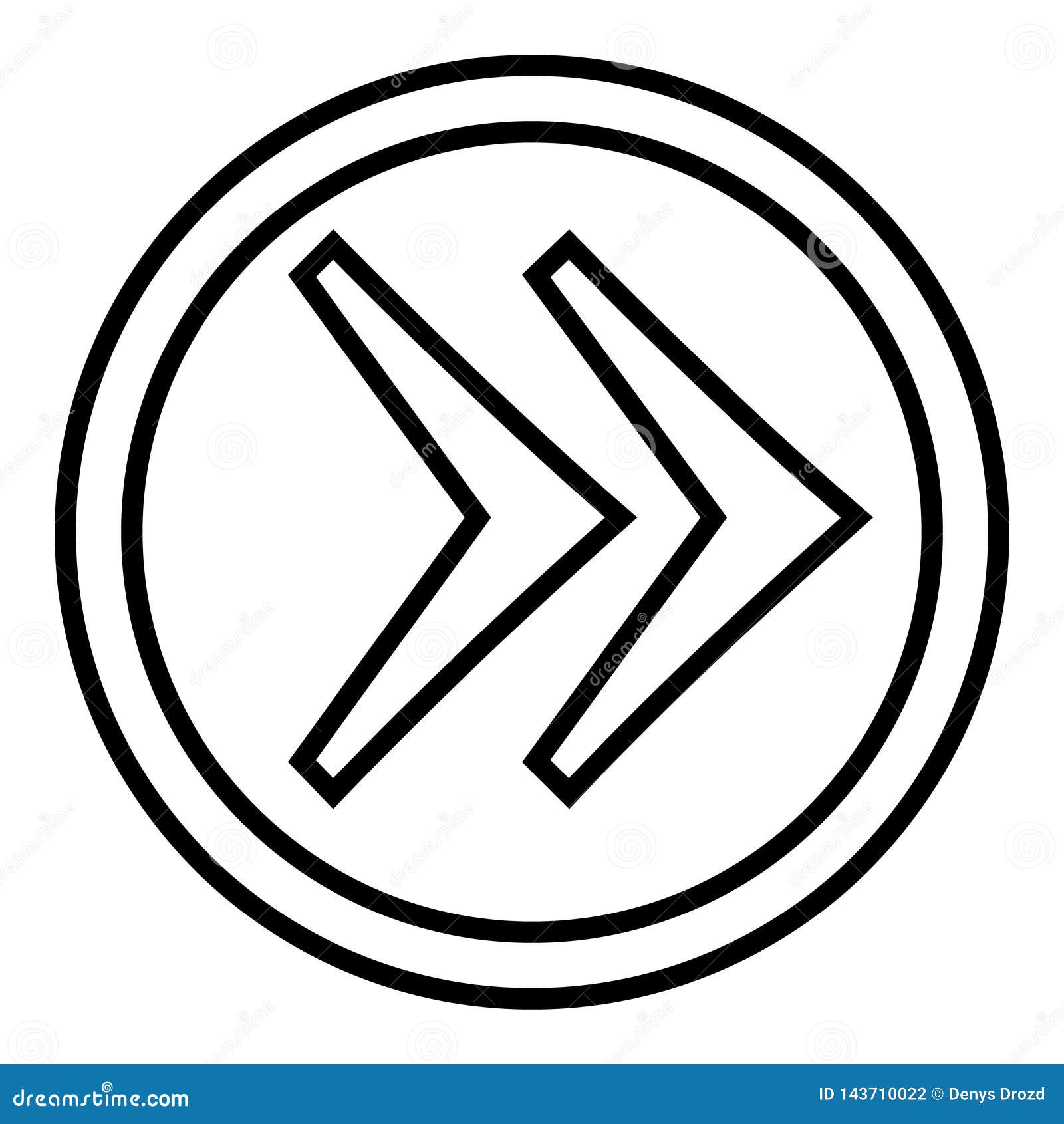 Right Arrow In The Circle Vector Linear Illustration Vector Icon Line With Editable Stroke