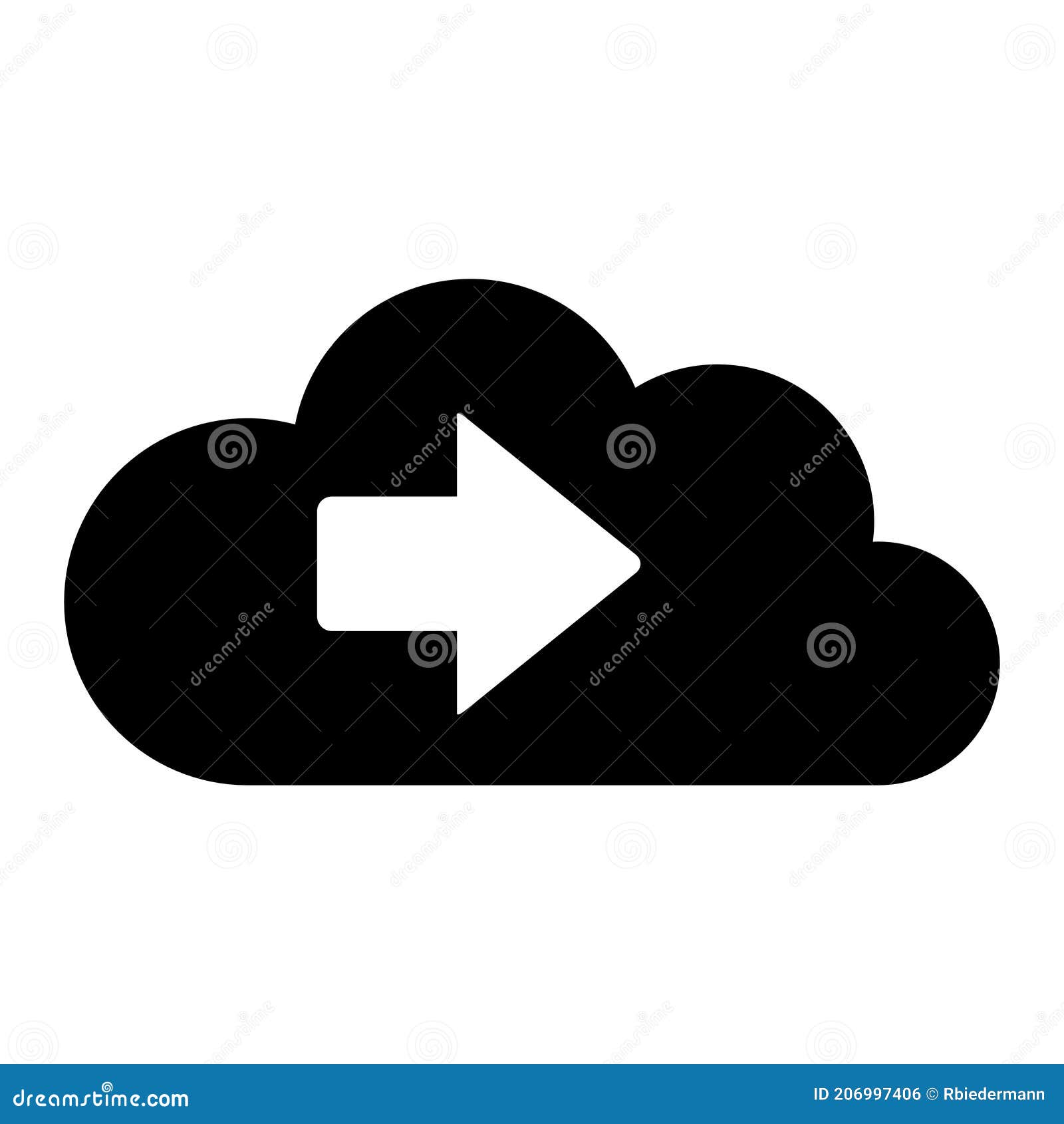 Right arrow and cloud stock vector. Illustration of symbol - 206997406