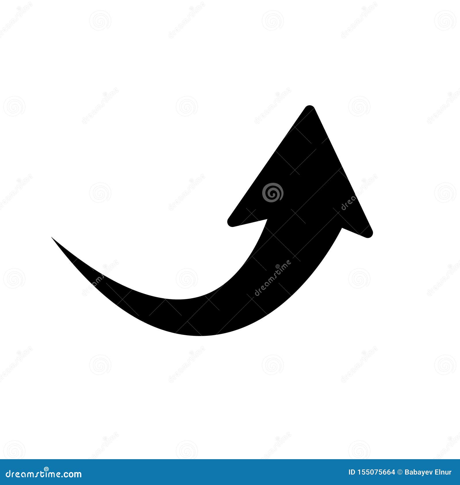Right Arrow Curved Vector Icon Isolated On Transparent Background ...