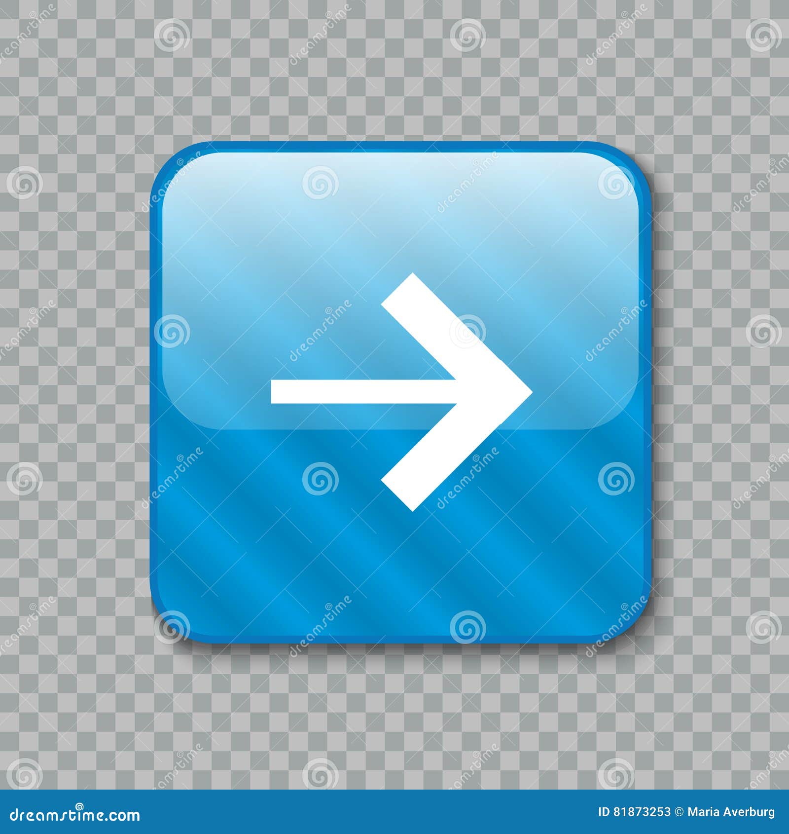Right Arrow Icon. Glossy Blue Button. Vector Illustration Stock Vector ...