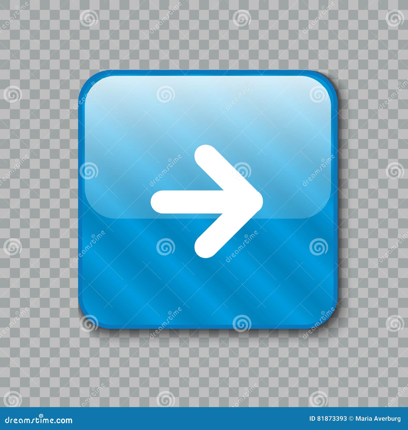 Right Arrow Icon. Glossy Blue Button. Vector Illustration Stock Vector ...
