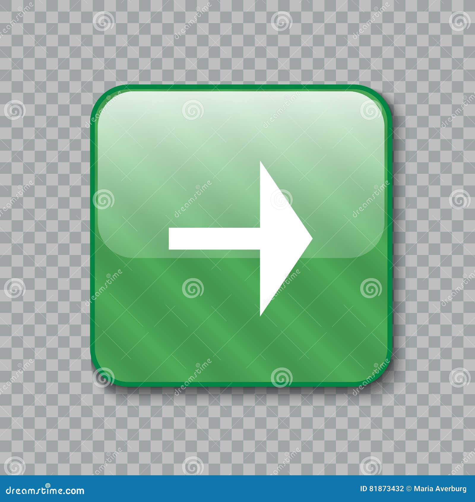 Right Arrow Icon. Glossy Green Button. Vector Illustration Stock Vector ...