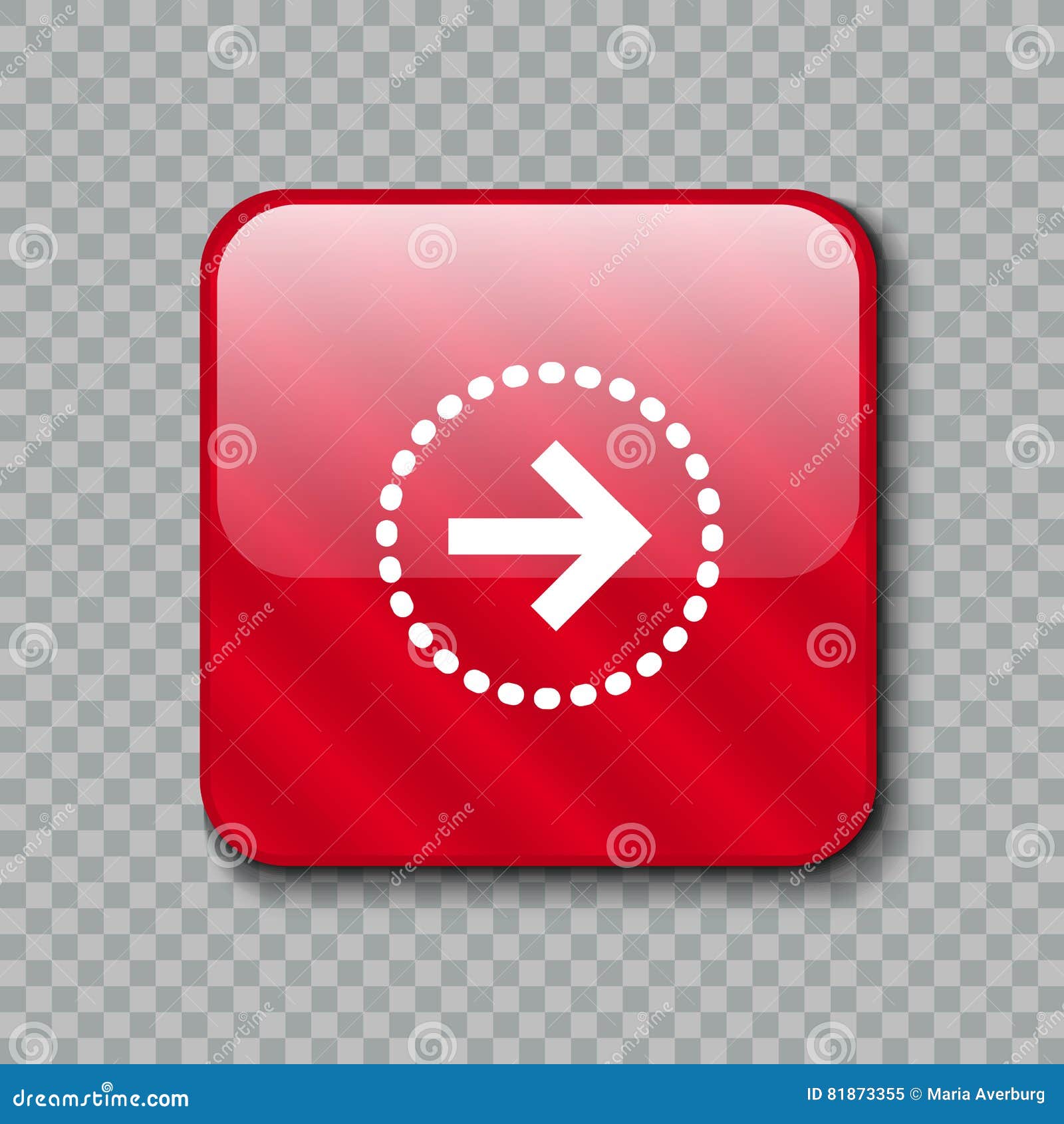 Right Arrow Icon. Glossy Red Button. Vector Illustration Stock Vector ...