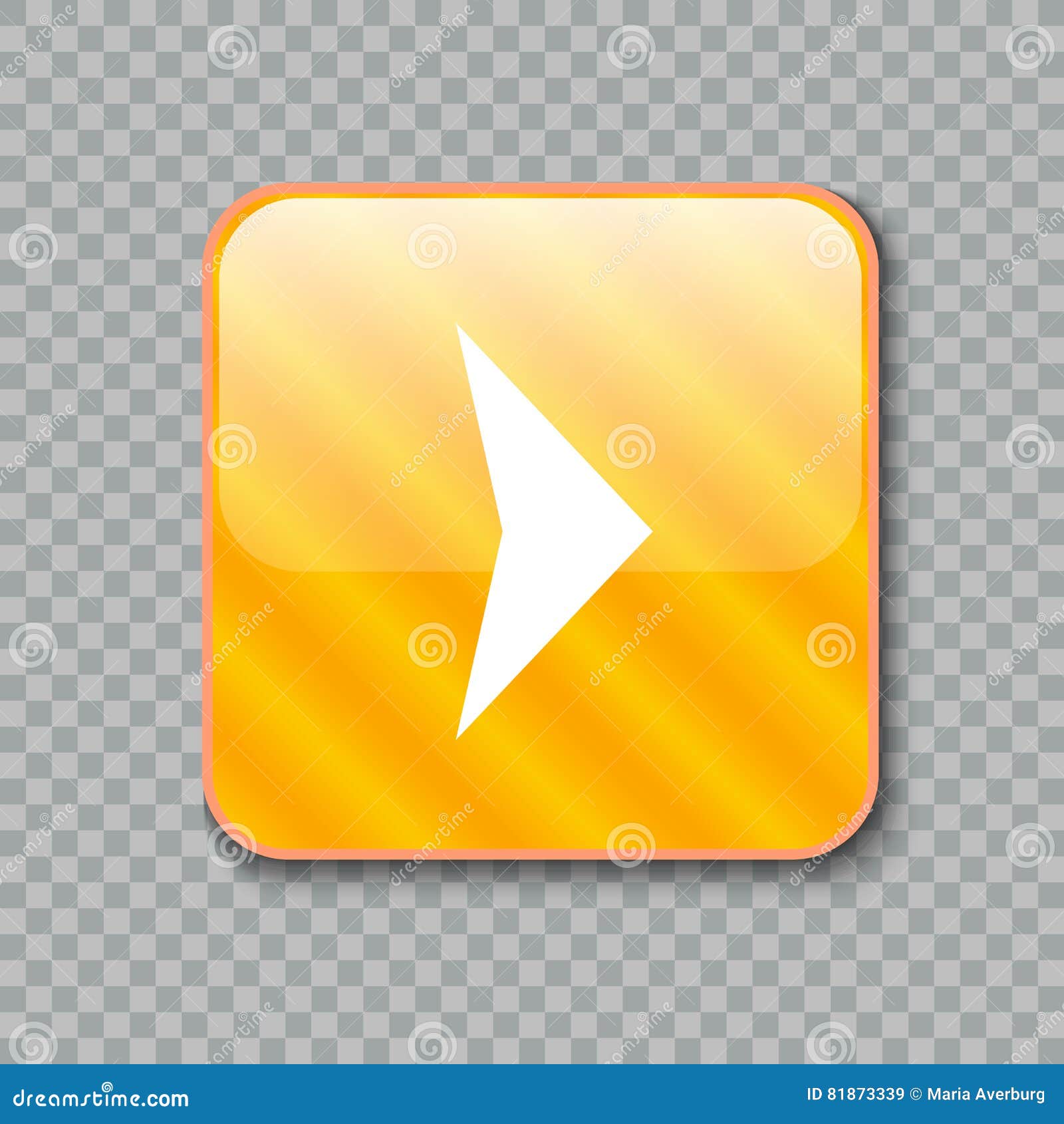 Right Arrow Icon. Glossy Yellow Button. Vector Illustration Stock ...