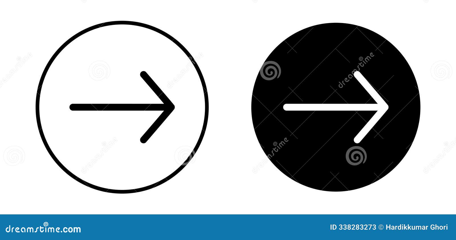 Right Arrow Icon Set. Next and Forward Pointer Direction Vector Symbol ...