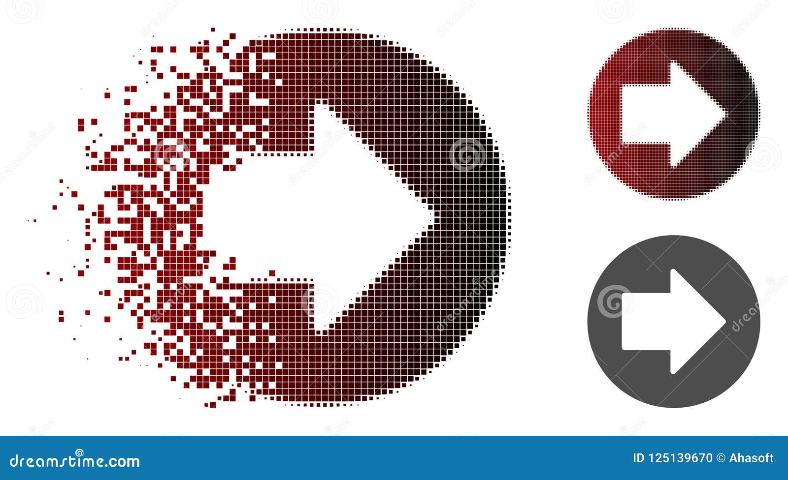 Damaged Dot Halftone Right Arrow Icon Stock Vector - Illustration of ...