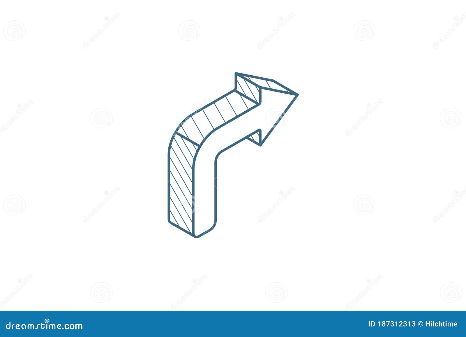 Right Arrow Isometric Icon. 3d Line Art Technical Drawing. Editable ...