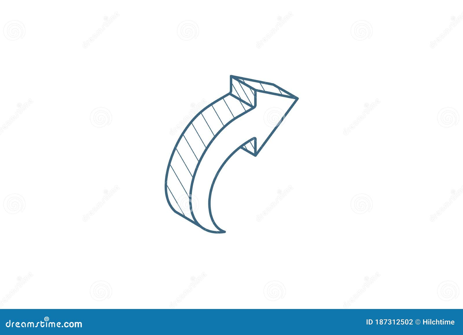 Right Arrow Isometric Icon. 3d Line Art Technical Drawing. Editable ...