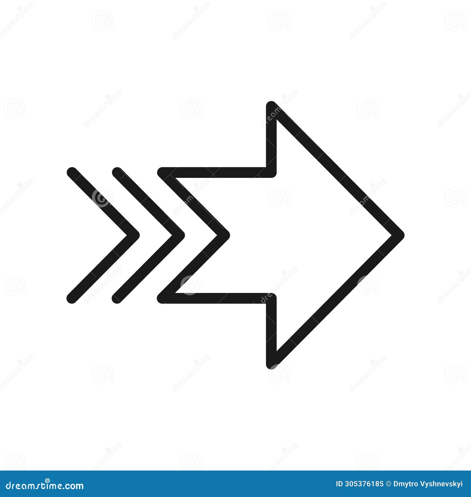 Right Arrow Outline Vector Icon Stock Vector - Illustration of pointer ...