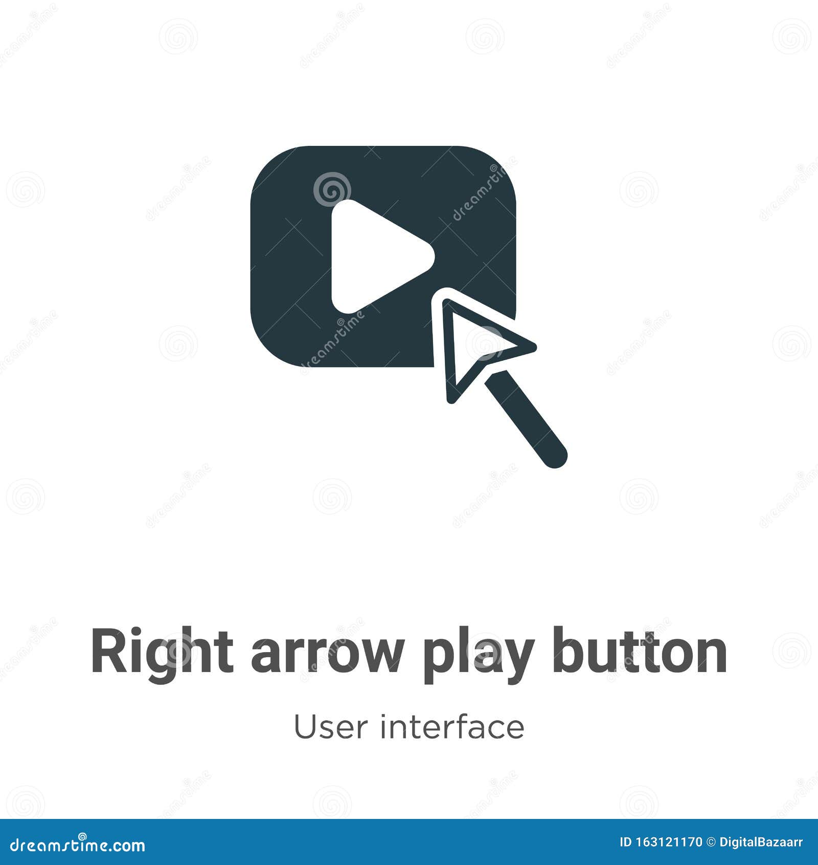 Right Arrow Play Button Vector Icon on White Background. Flat Vector ...