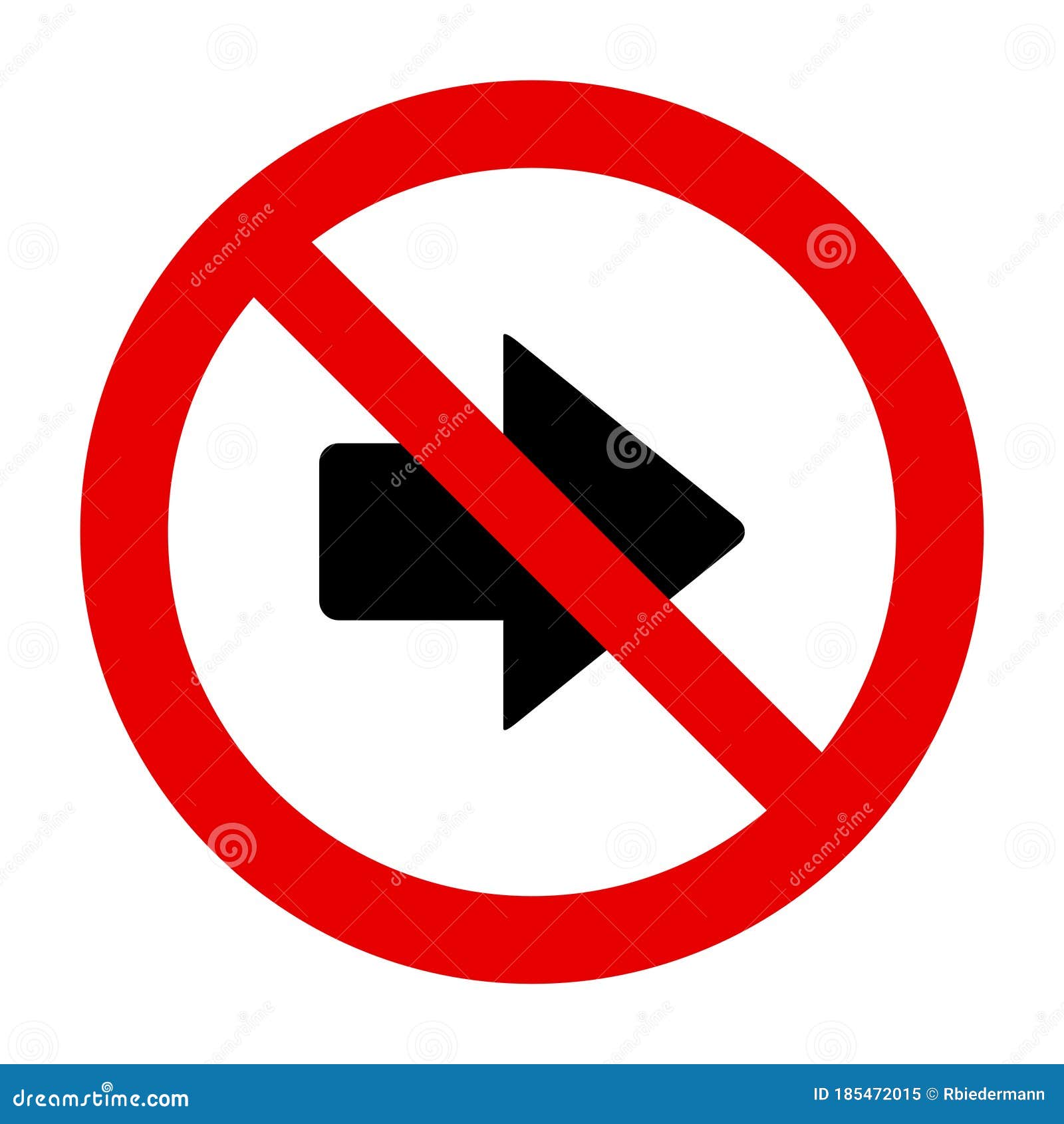 Right Arrow and Prohibition Sign Stock Vector - Illustration of black ...