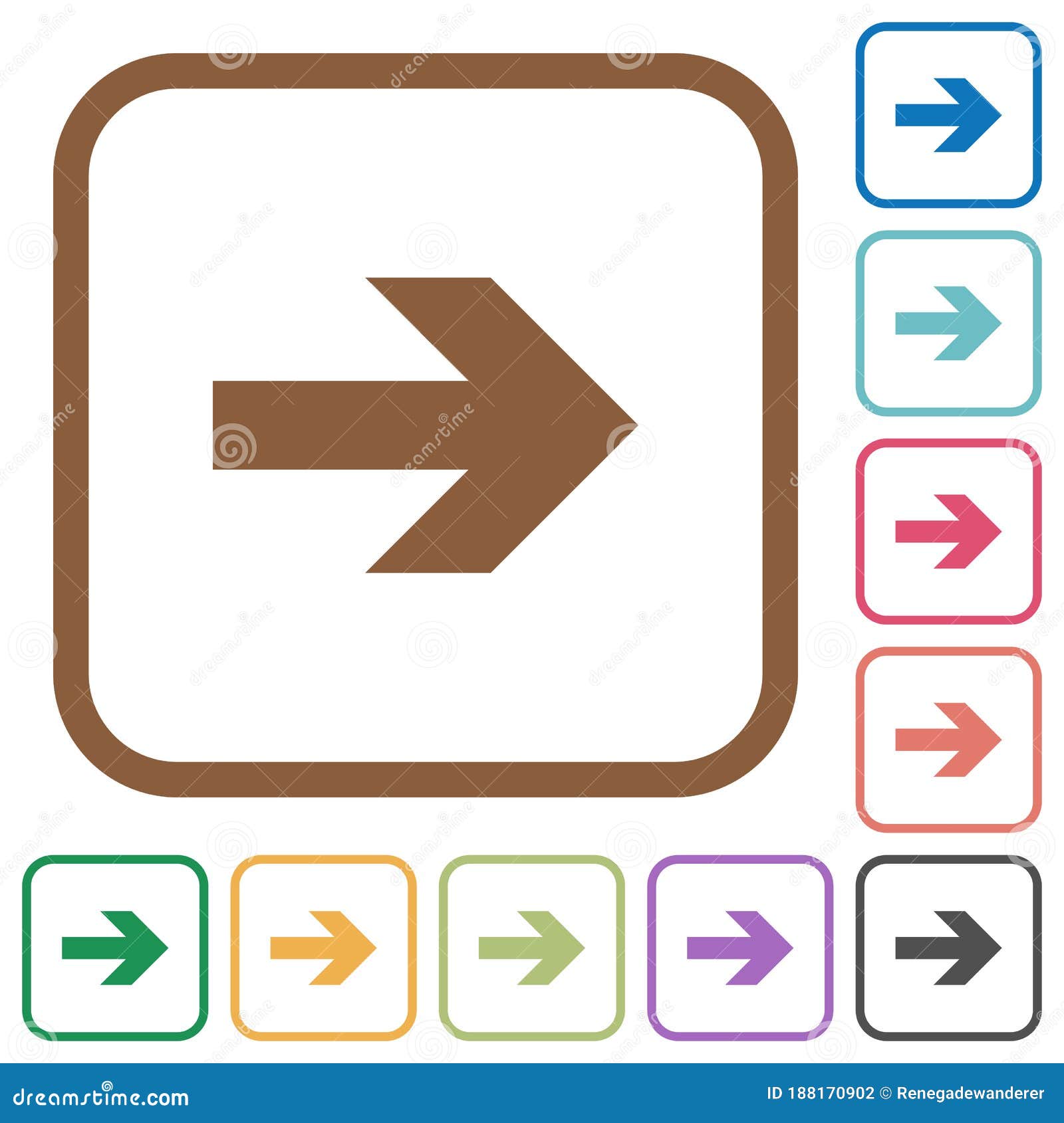 Right arrow simple icons stock vector. Illustration of outlines - 188170902