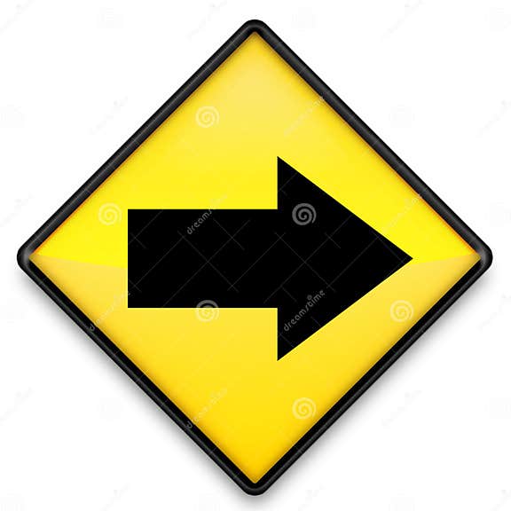 Right Arrow on Yellow Sign stock illustration. Illustration of symbol ...