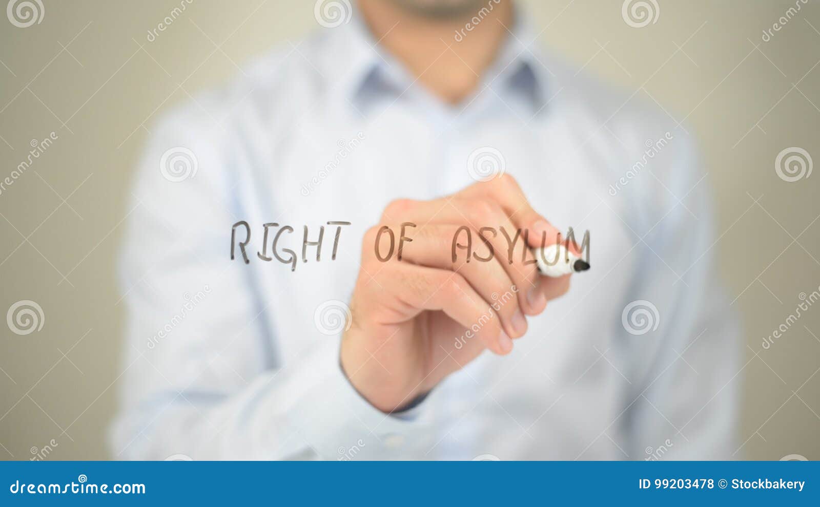 Right of Asylum , Man Writing on Transparent Screen Stock Photo - Image ...