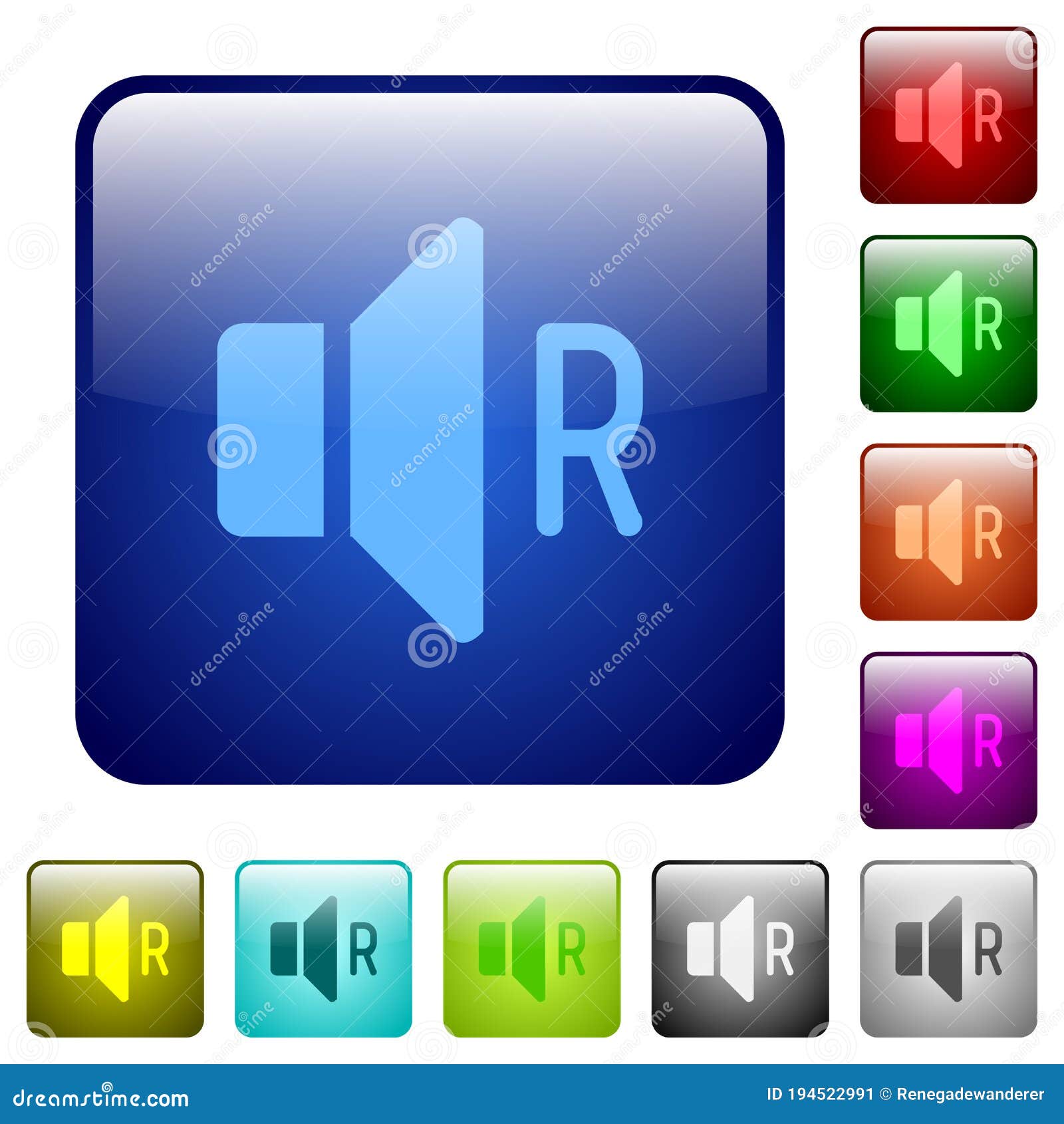Right Audio Channel Color Square Buttons Stock Vector - Illustration of ...