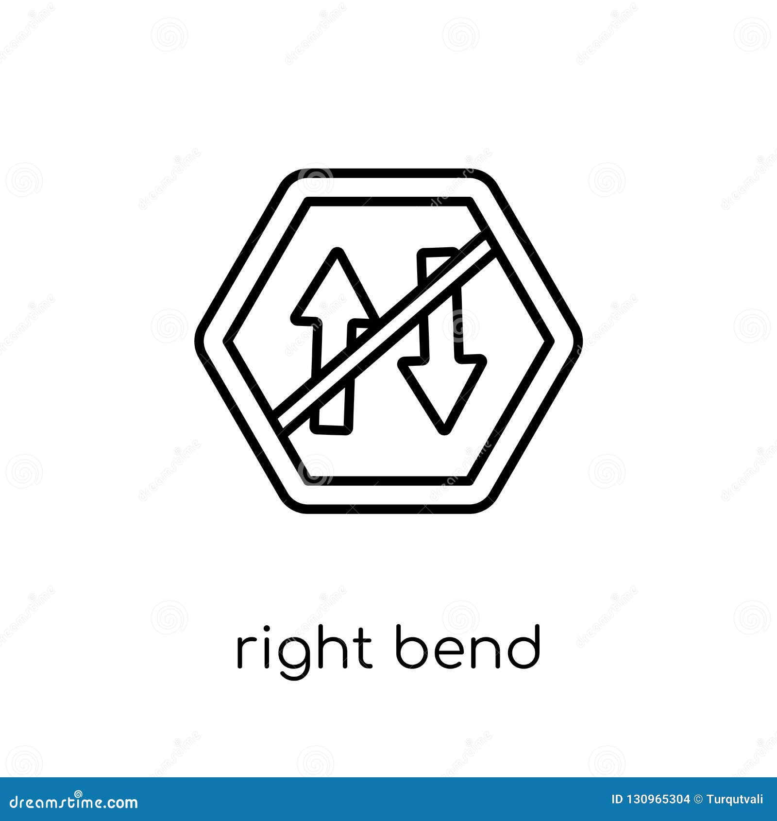 Right Bend Sign Icon. Trendy Modern Flat Linear Vector Right Ben Stock ...