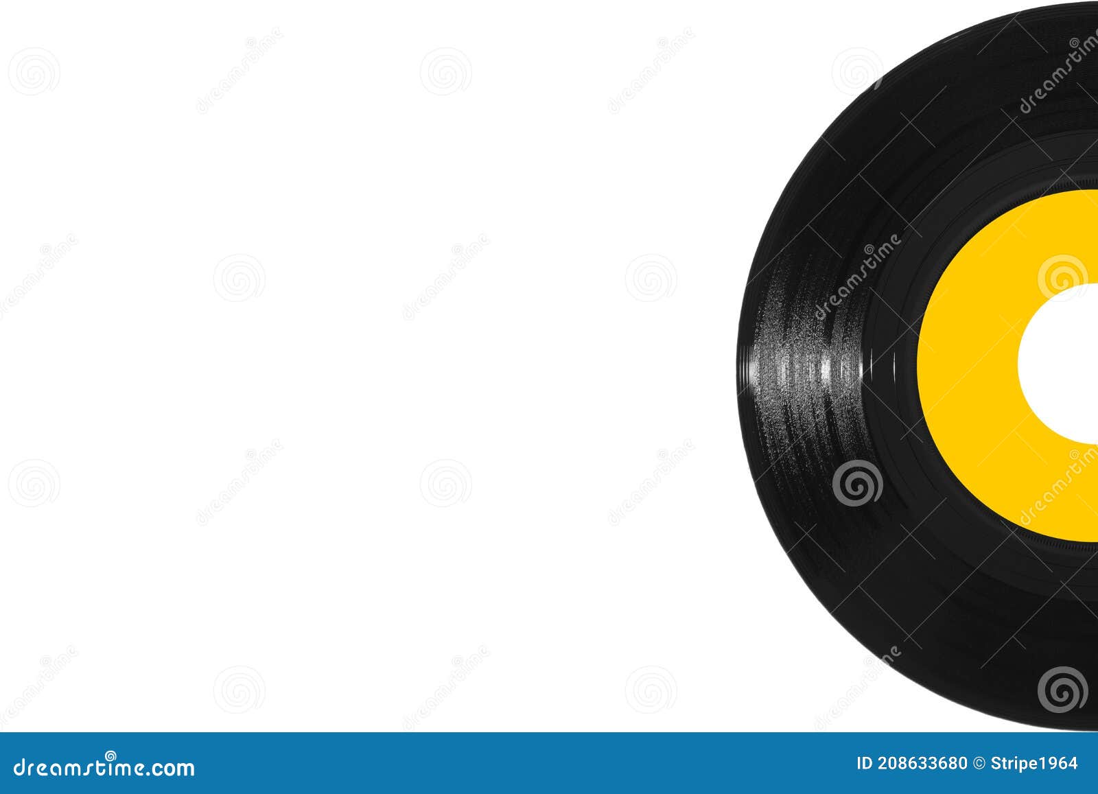 Right Border Vinyl 45rpm Single Record on White Background with Copy ...