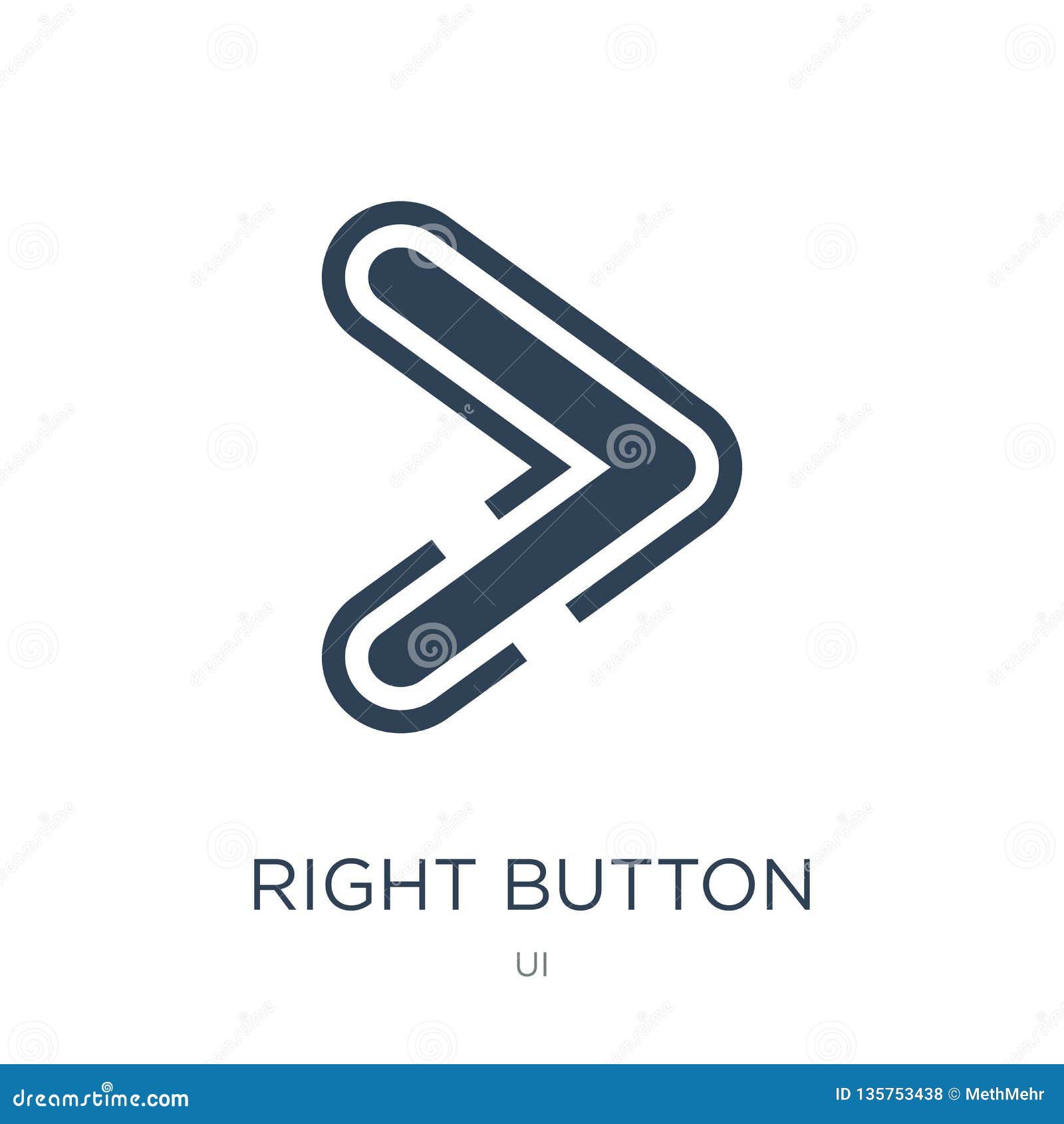 Right Button Icon in Trendy Design Style. Right Button Icon Isolated on ...