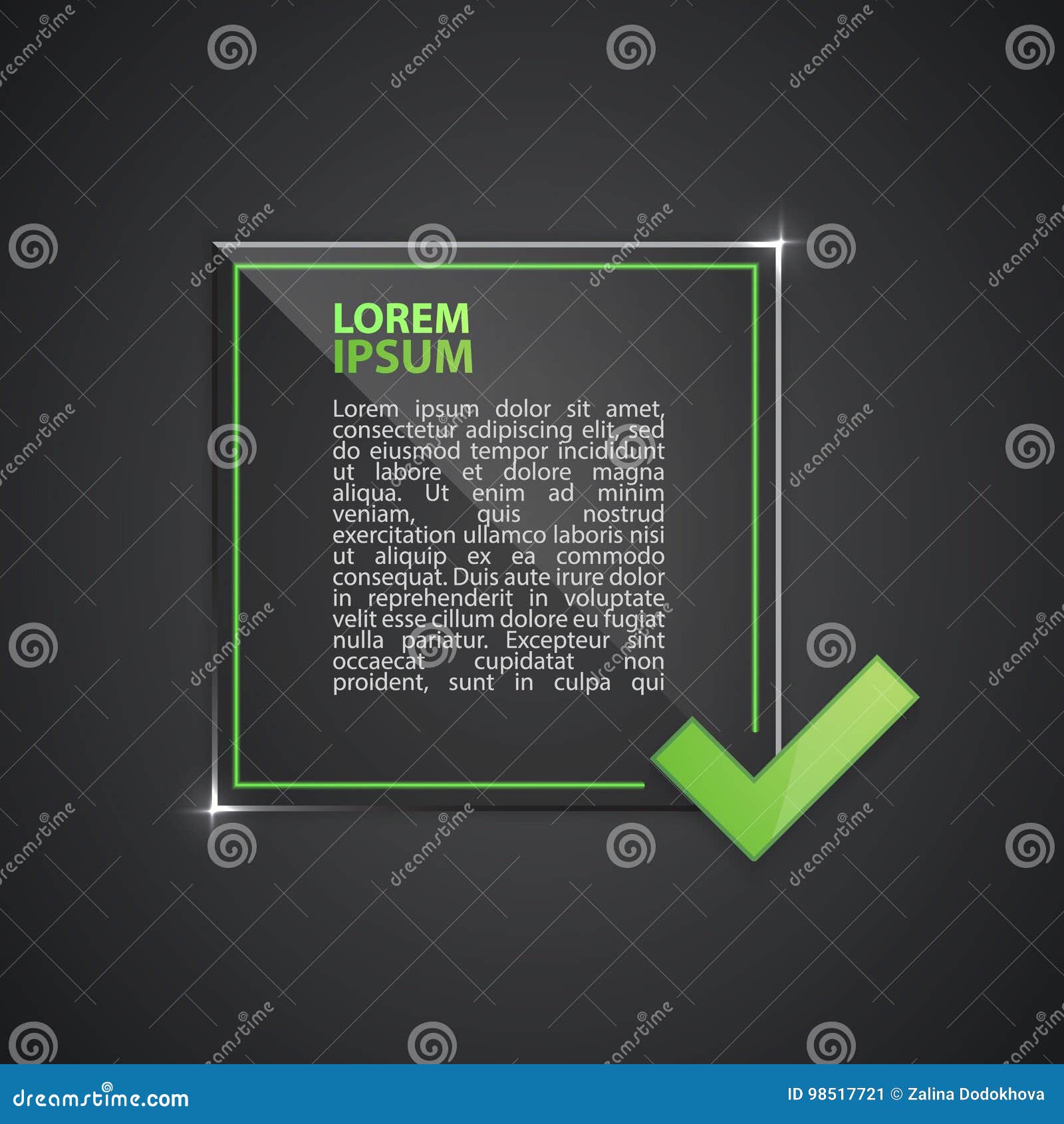 Right Check Mark on Glass Substrate Stock Vector - Illustration of sign ...