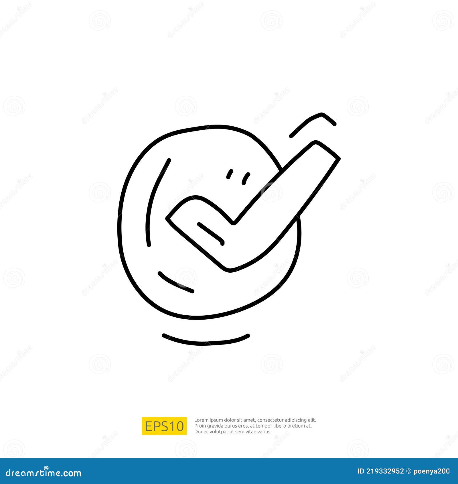 Right Check Tick. Checklist Mark Choice Doodle Icon Sign Symbol Vector ...