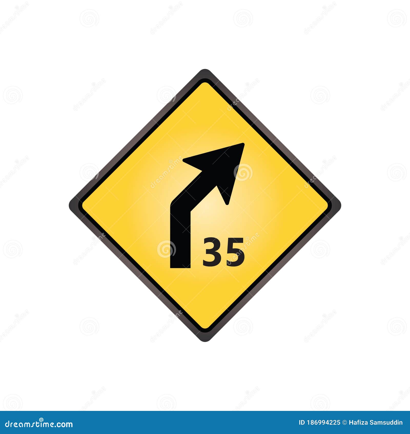 Right Curve with Advisory Speed Sign. Vector Illustration Decorative ...