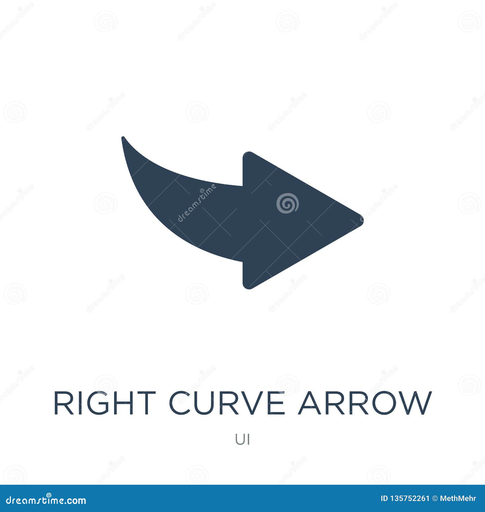 Right Curve Arrow Icon Vector Sign And Symbol Isolated On White ... Right Curve Arrow Icon Vector Sign And Symbol Isolated On White ...