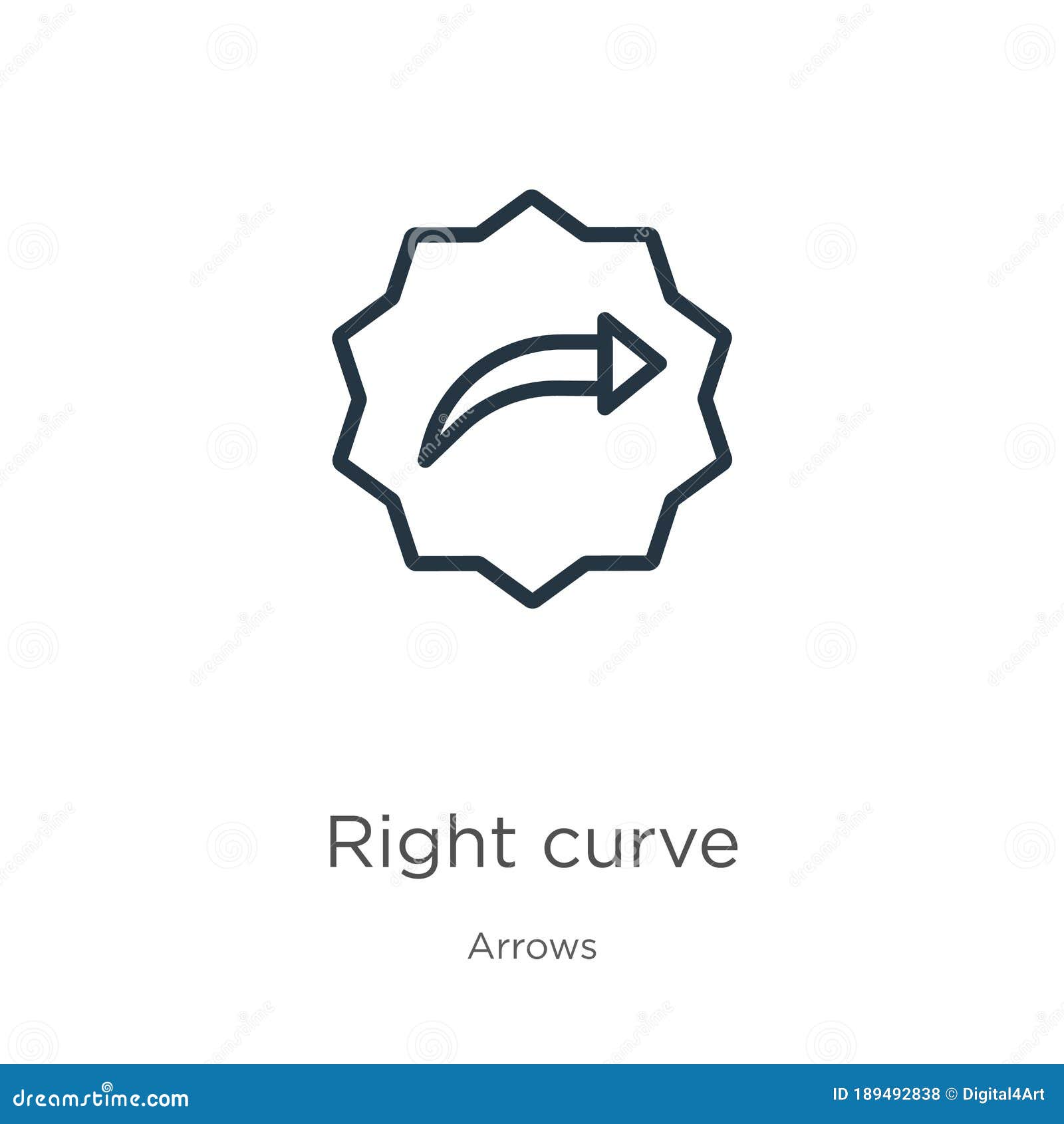 Right Curve Icon. Thin Linear Right Curve Outline Icon Isolated on ...