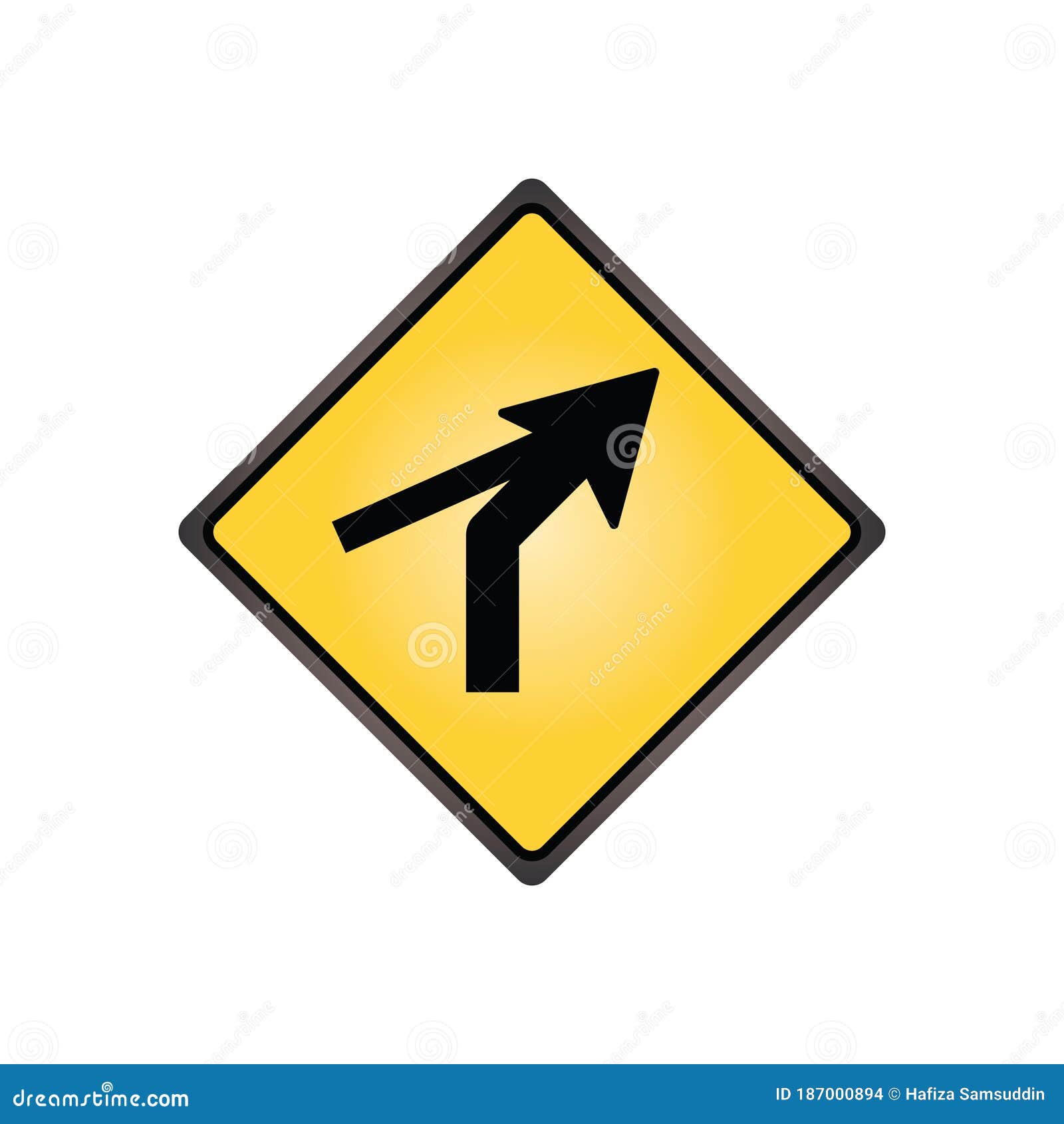 Right Curve Out Intersection Warning. Vector Illustration Decorative ...