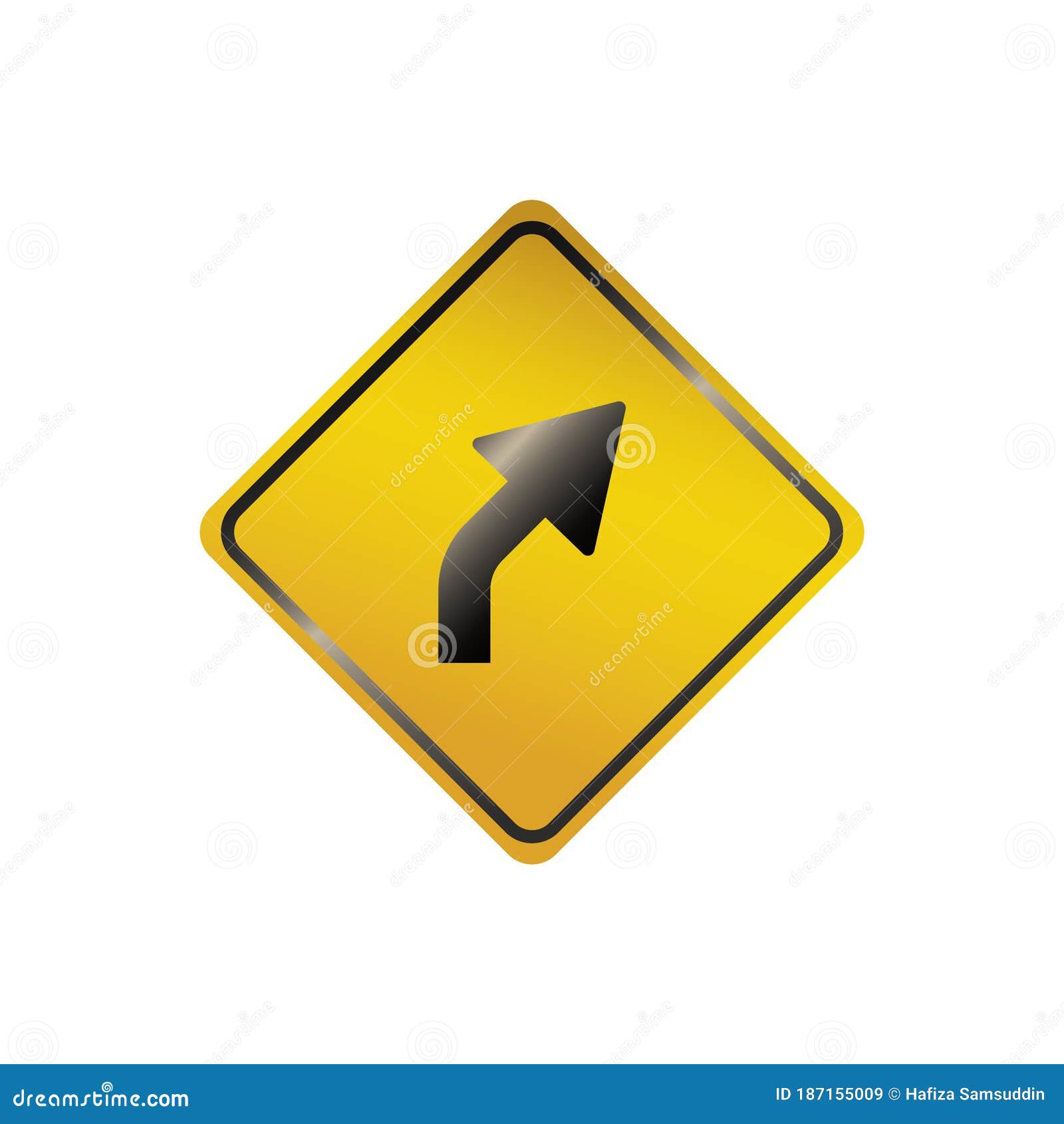 Right Curve Road Sign. Vector Illustration Decorative Design Stock ...