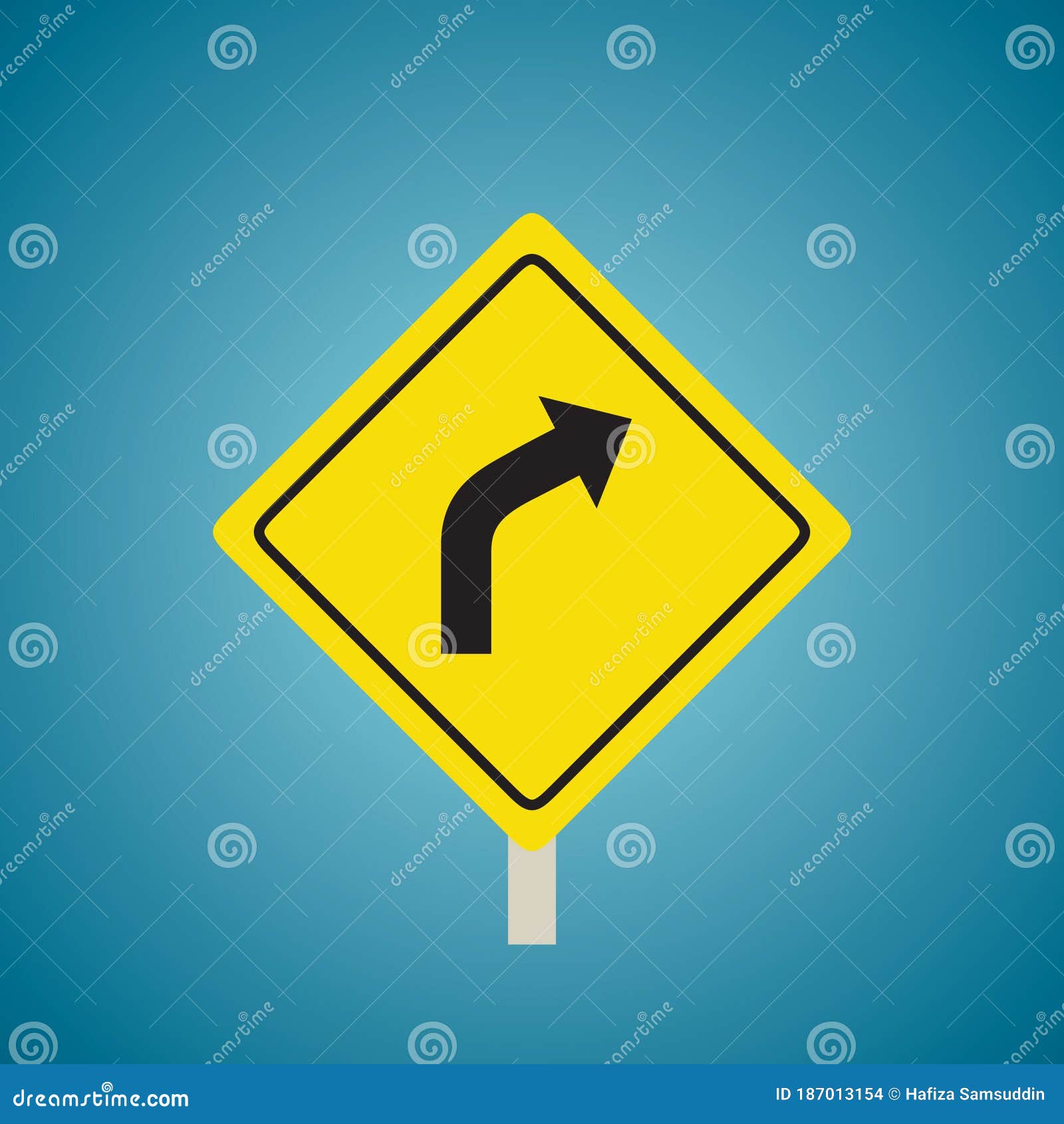 Right Curve Sign. Vector Illustration Decorative Design Stock Vector ...