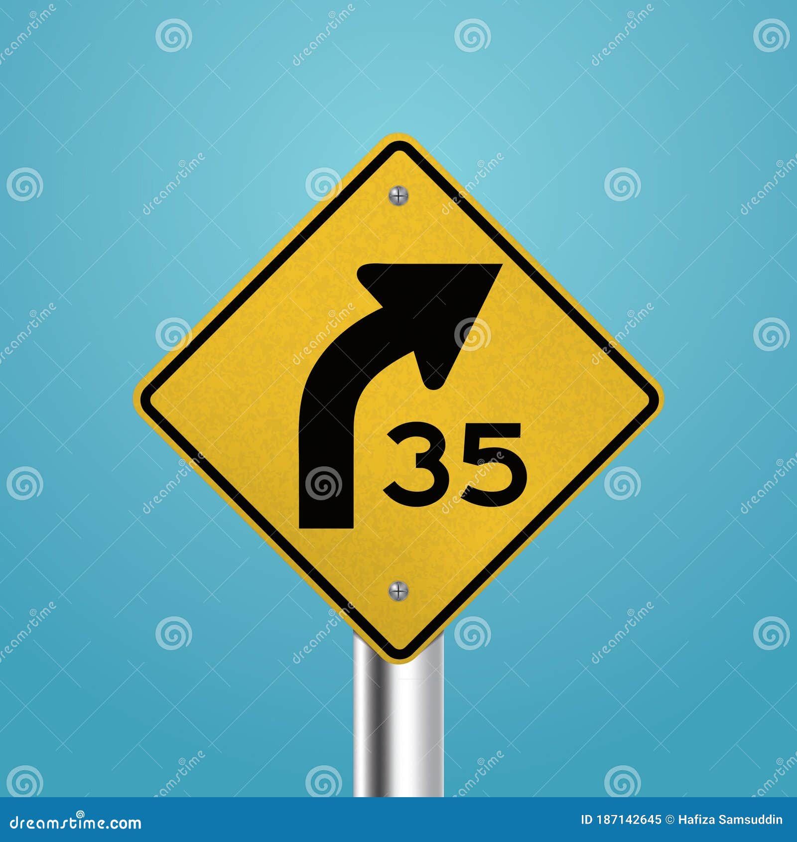 Right Curve Signboard. Vector Illustration Decorative Design Stock ...
