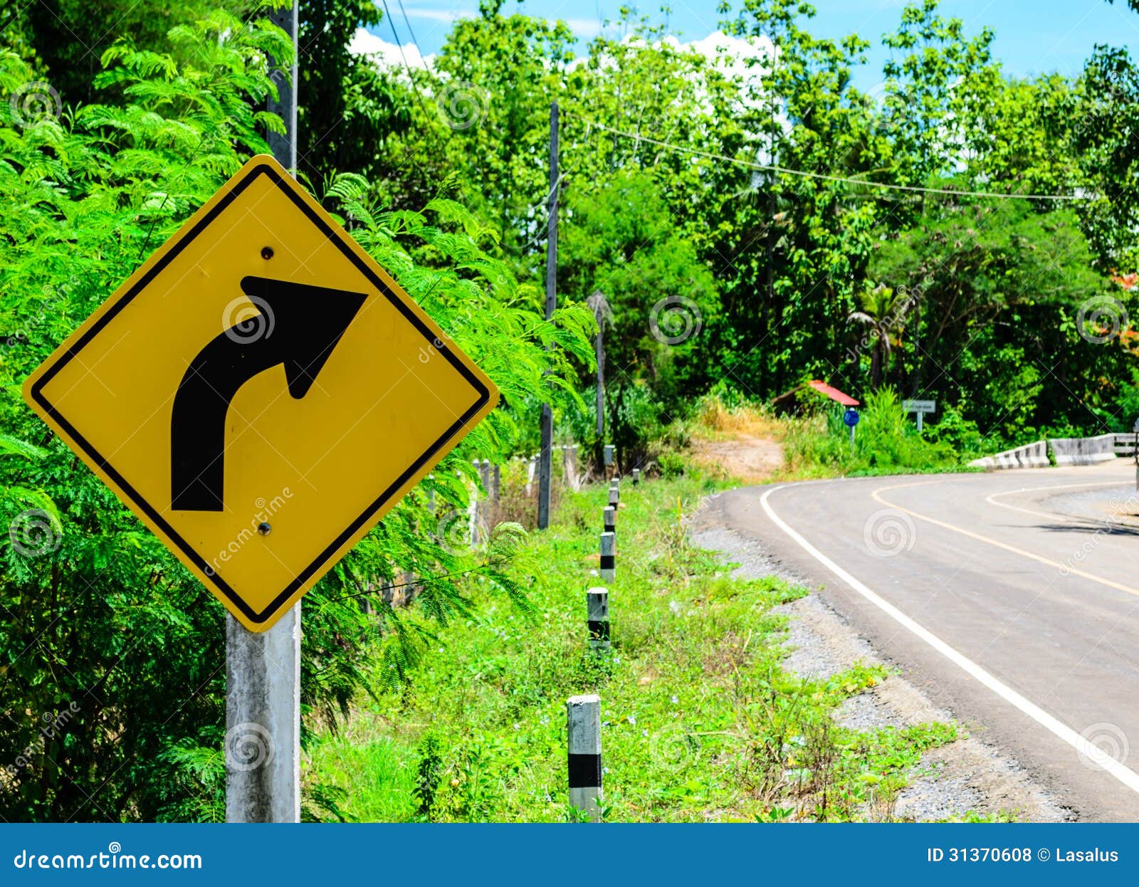 Right Curve Traffic Sign stock photo. Image of alert - 31370608