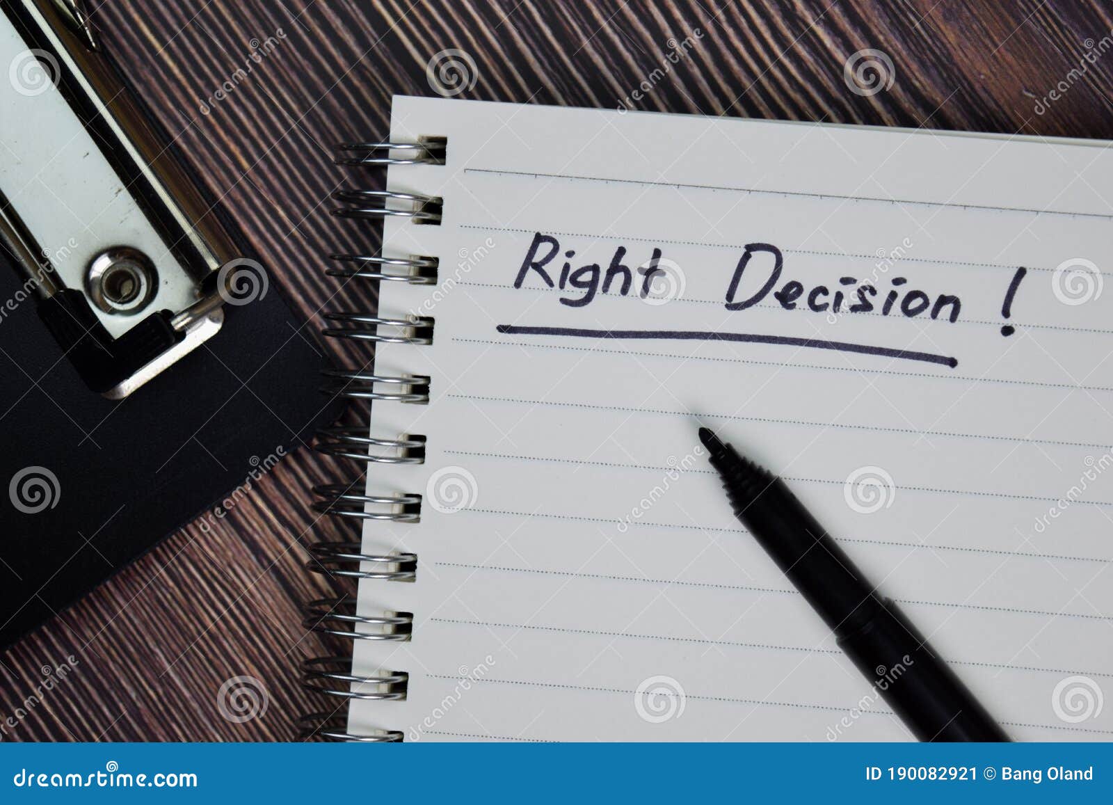 Right Decision! Write on a Book Isolated Wooden Table Stock Image ...