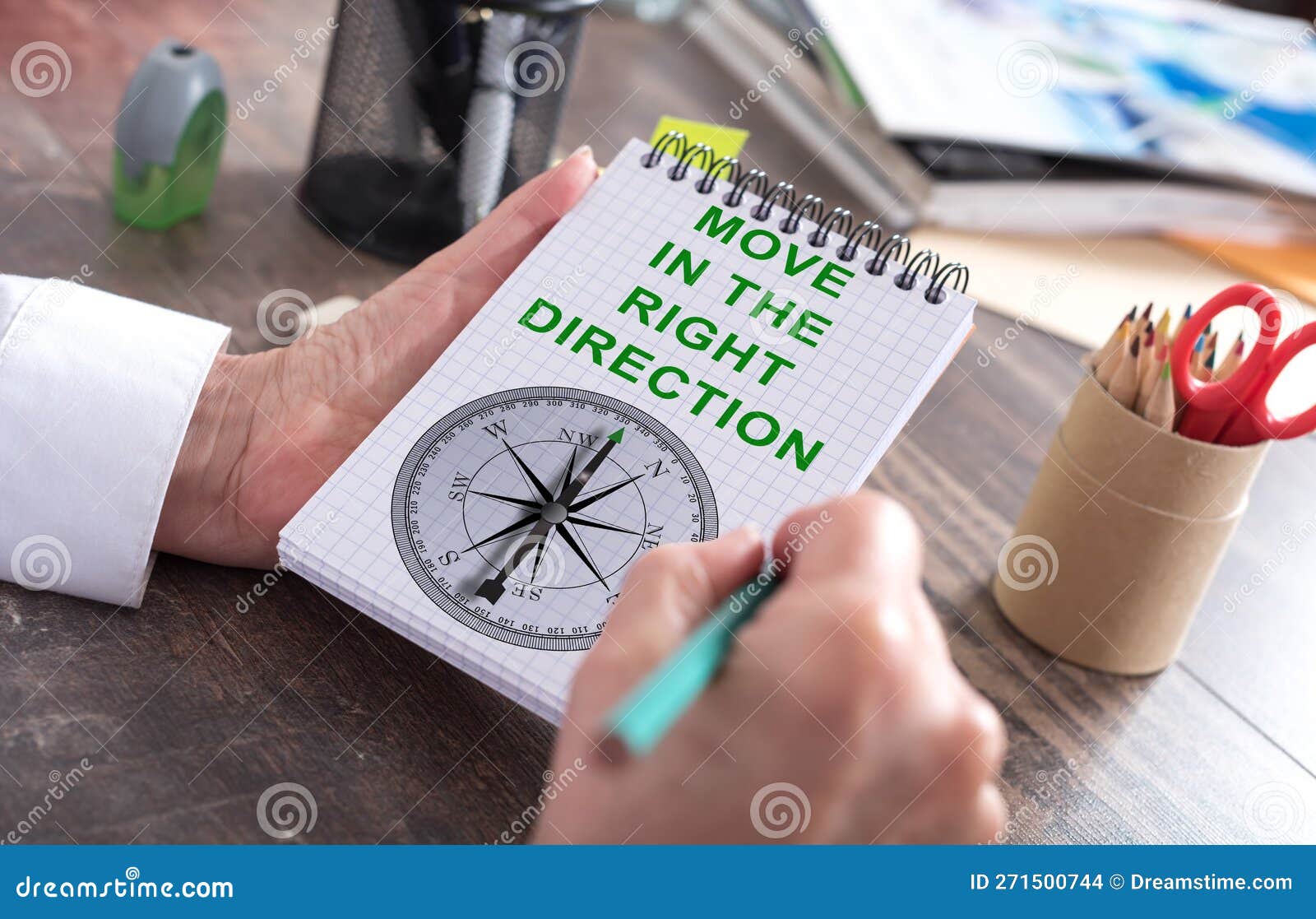 Right Direction Concept on a Notepad Stock Photo - Image of compass ...
