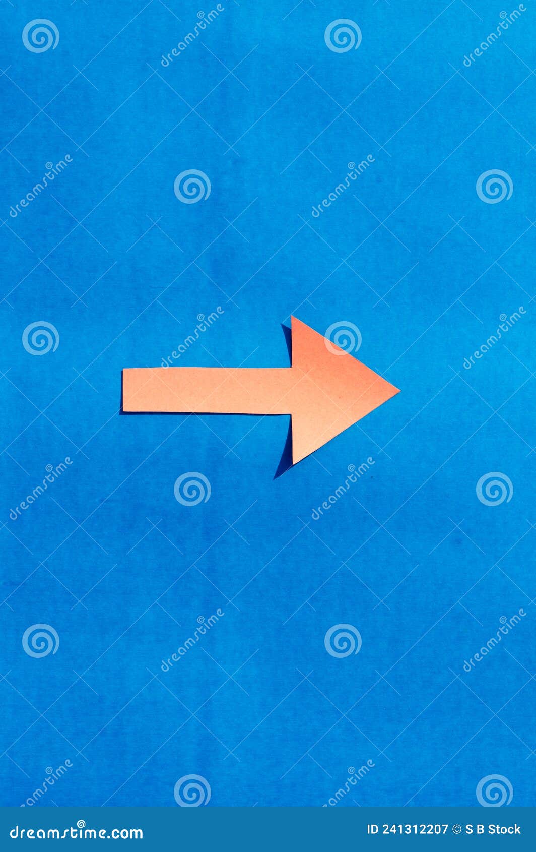 A Right Facing Arrow Indicating Right Direction. Isolated on Blue ...