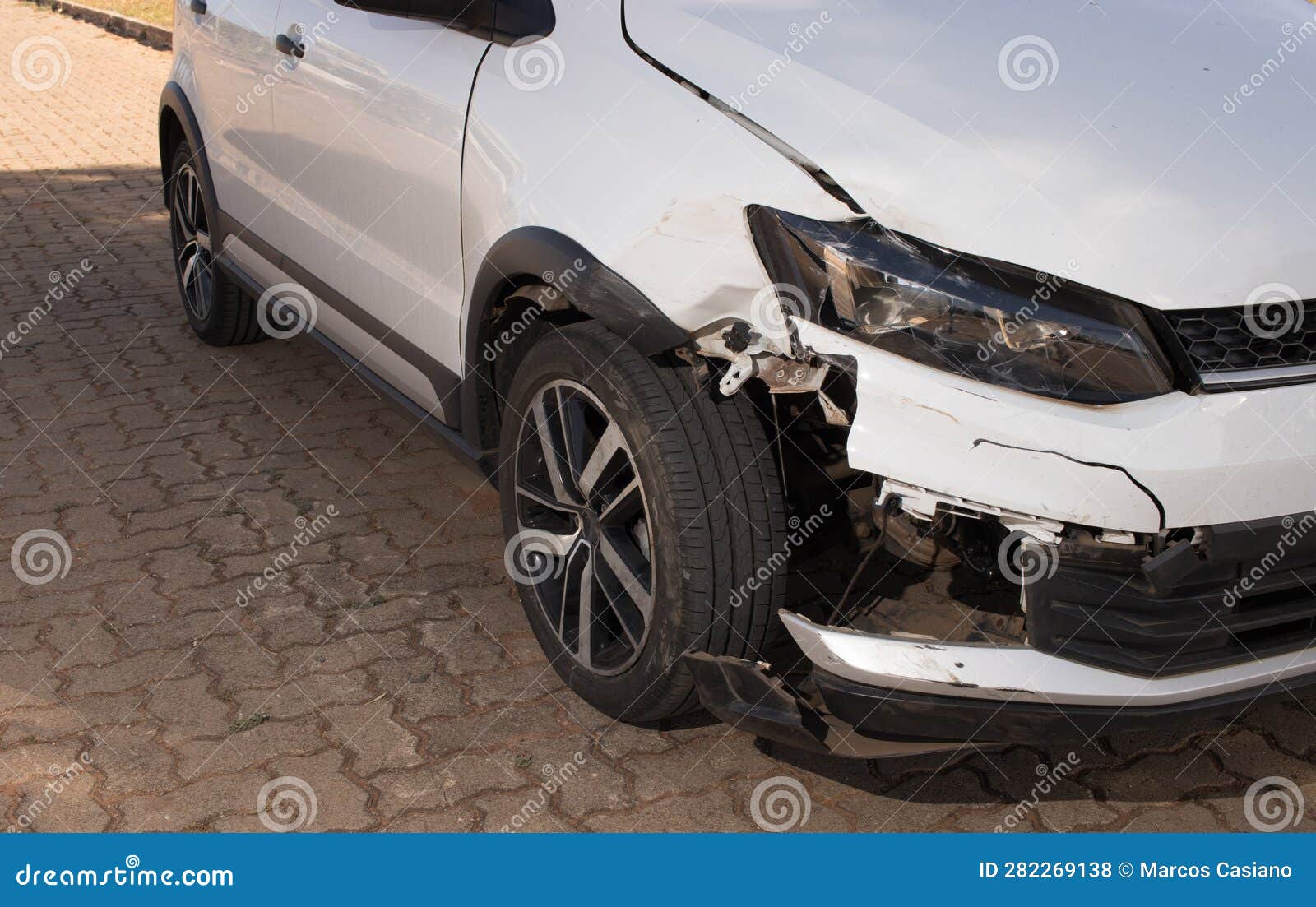 Front End of a Compact Car that Was Damaged in a Collision Stock Photo ...