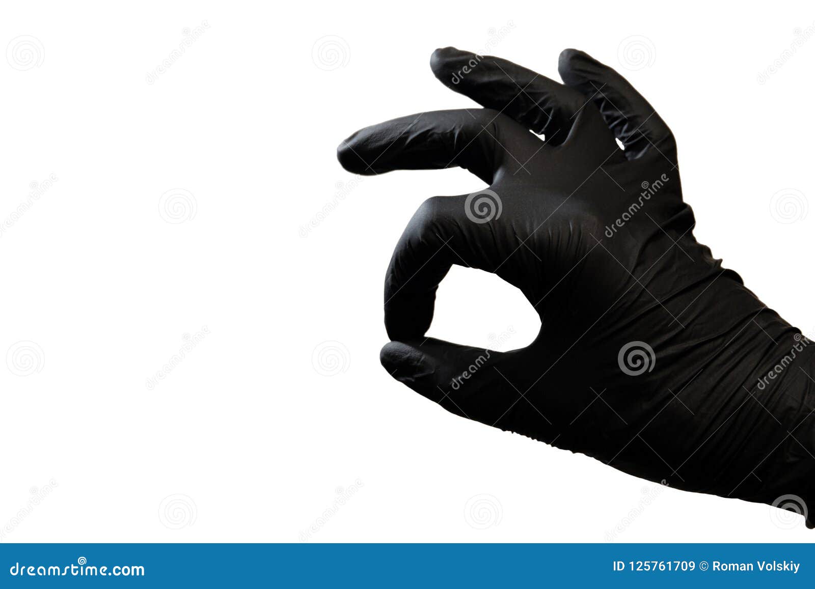 The Right Hand In A Black Glove On A White Background Is Composed As A ...