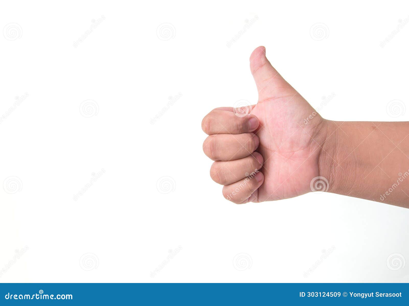 Right Hand of a Boy Thumbs Up White Backdrop Stock Image - Image of ...