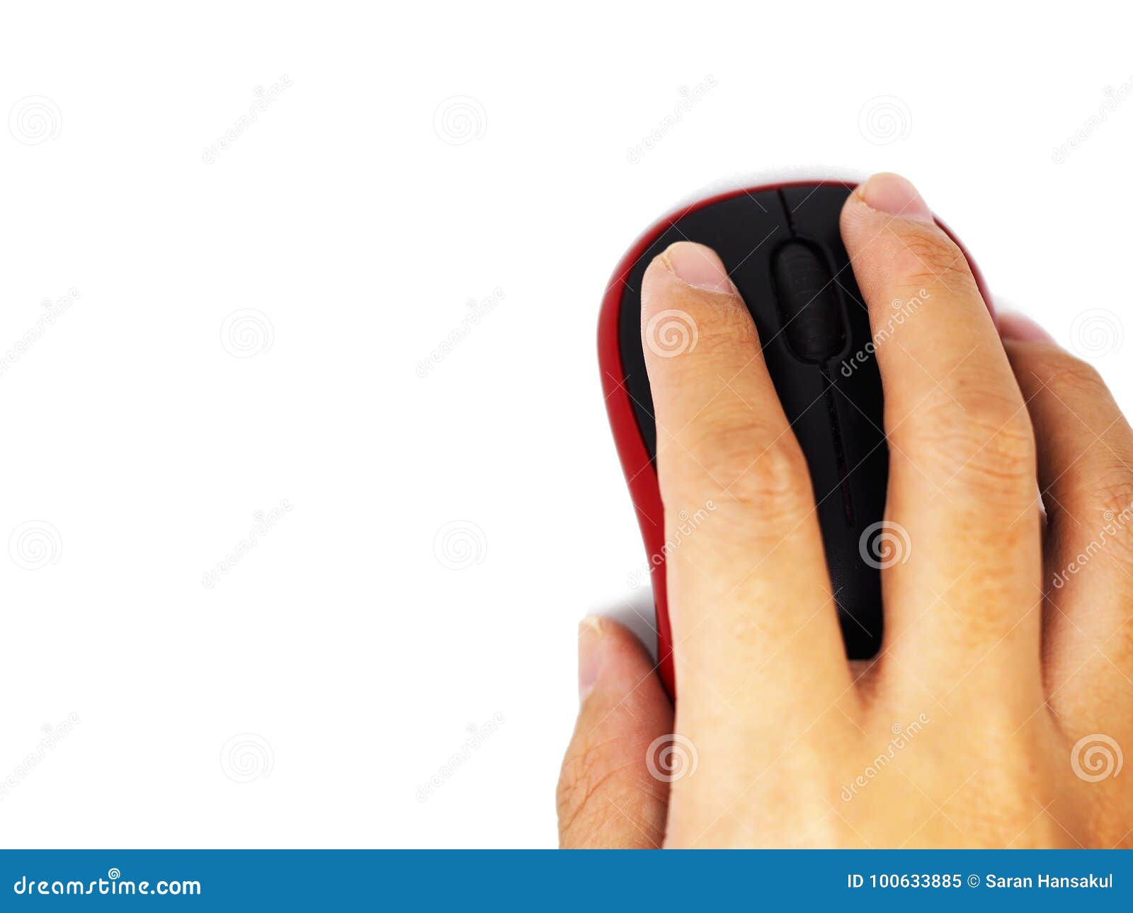 Right Hand Clicking Black Red Mouse, White Background Isolated Stock ...