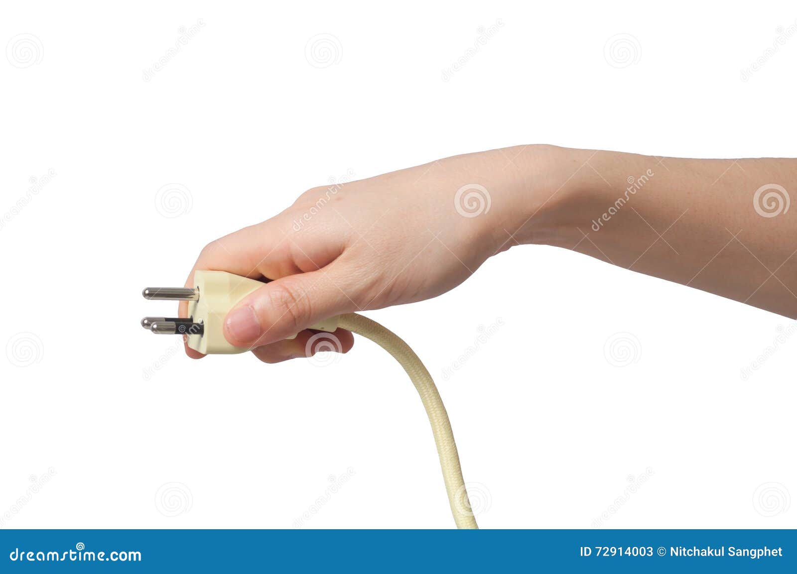 Right Hand Holding Electricity Wire. Stock Image - Image of isolated ...