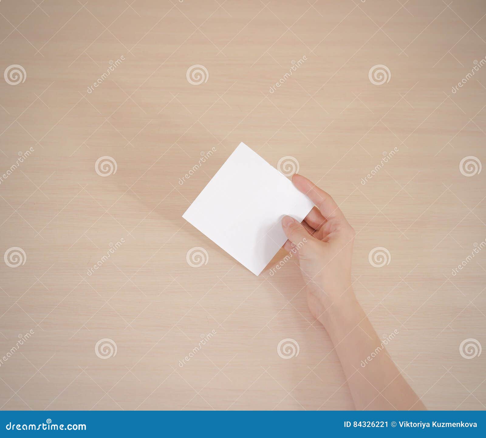 Right Hand Holding Square White Paper in the Right Hand. Leaflet Stock ...