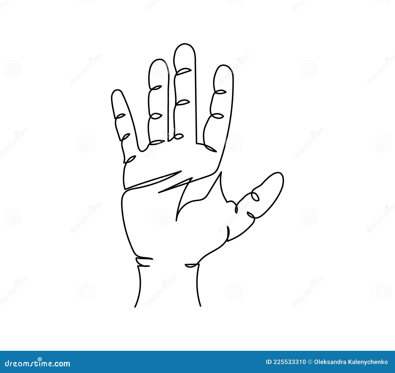 Right Hand One Line Art. Continuous Line Drawing of Gesture, Palm ...