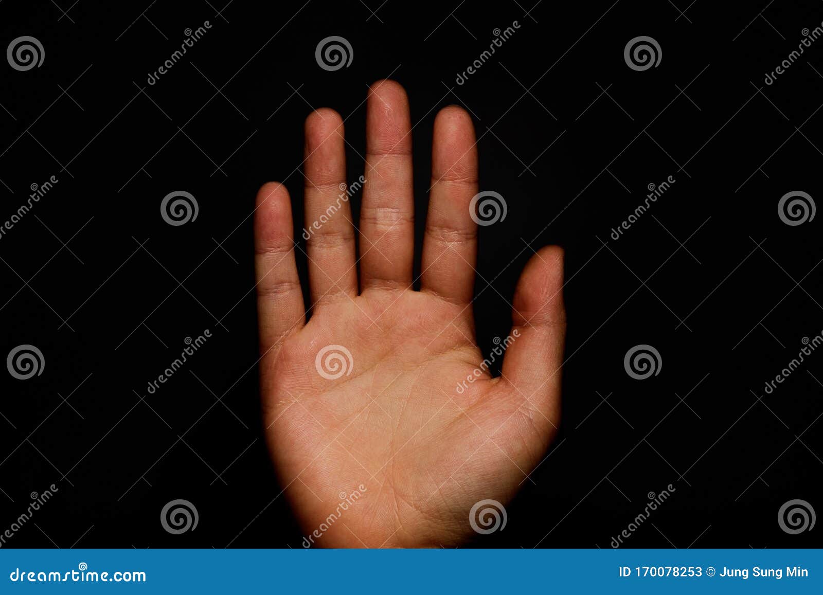 Right Hand Palm on Black Background Stock Image - Image of gesture ...