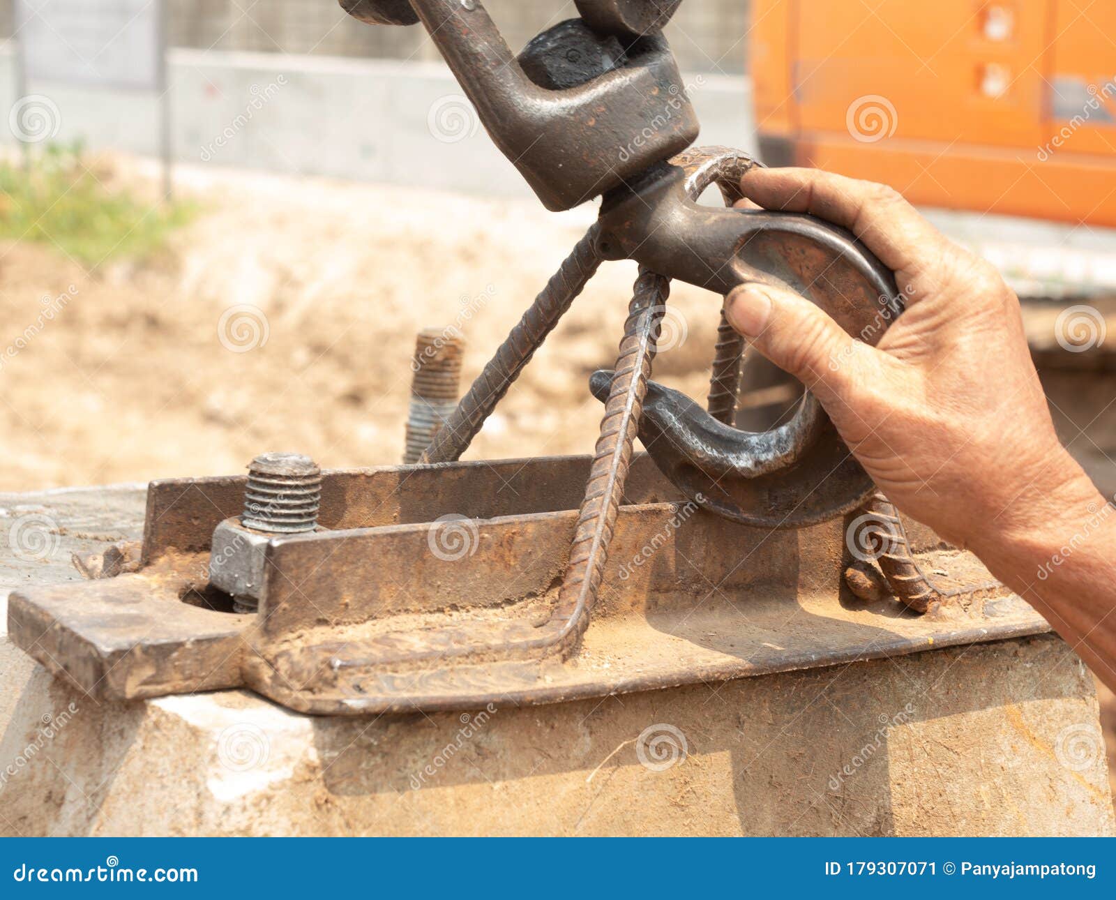 The Right Hand of the Worker is Holding the Hook Stock Image - Image of ...