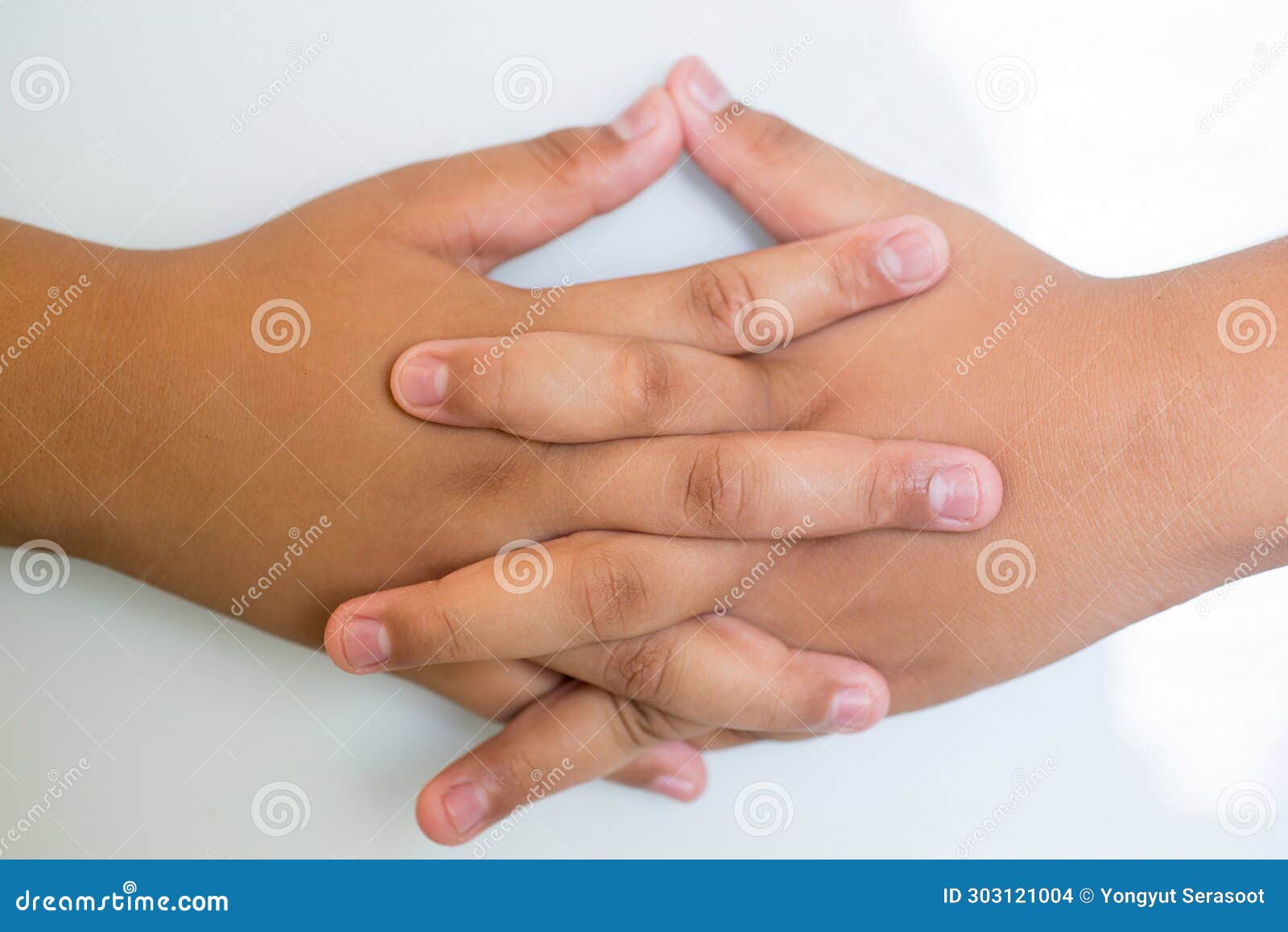 Right and Left of the Boys. Wrap Both Hands Together Stock Photo ...
