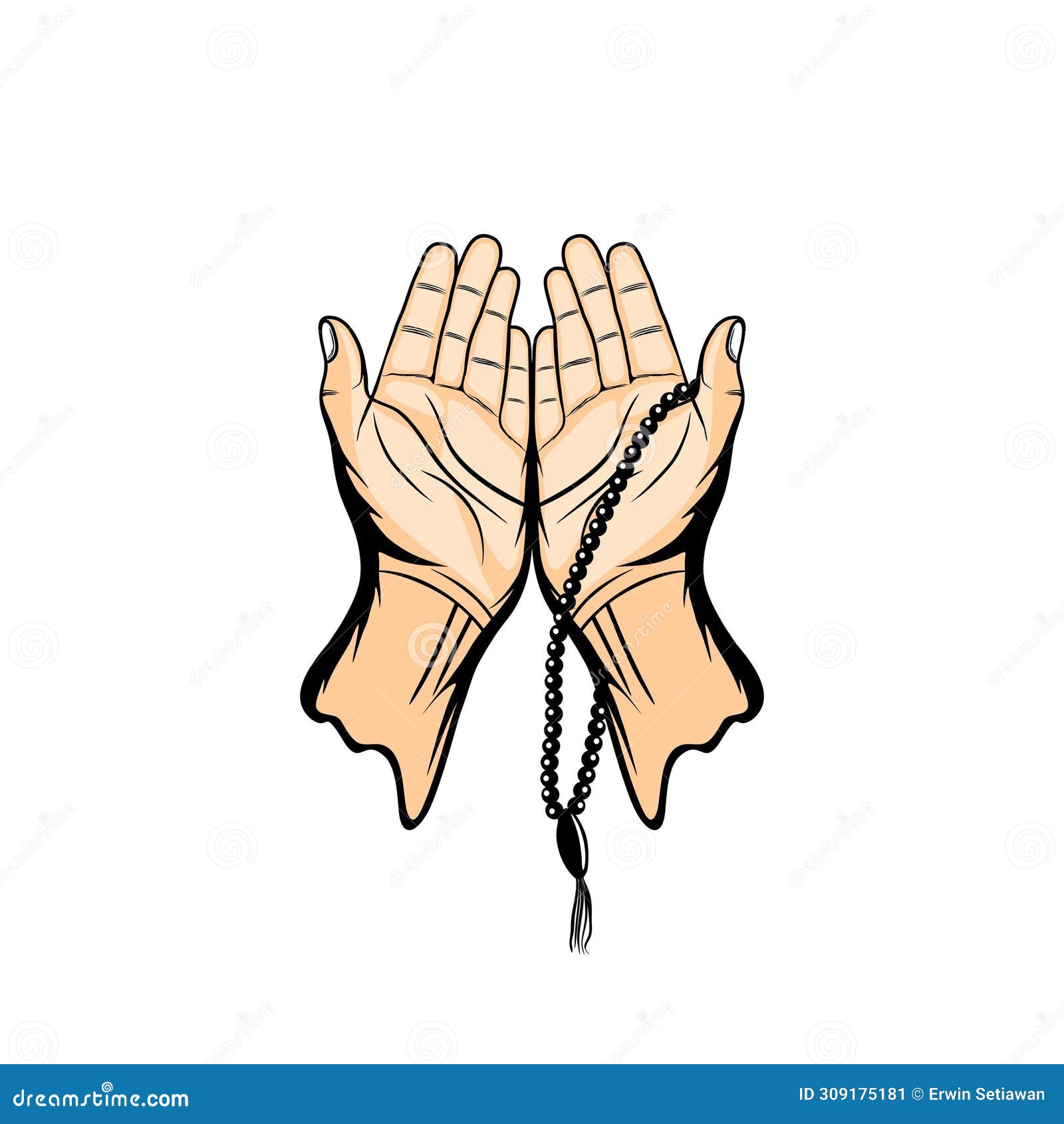 Right and Left Hand Gestures Looking Up with Prayer Beads in Islam ...